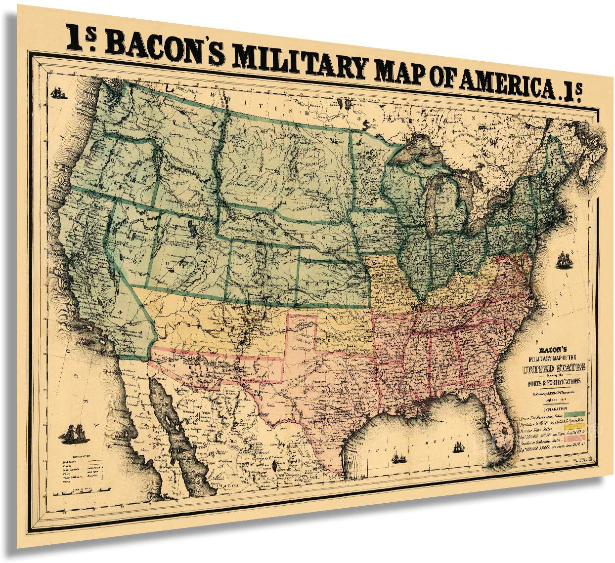 HISTORIC PRINTS 1862 United States Military Map Poster Wall Art | Wayfair