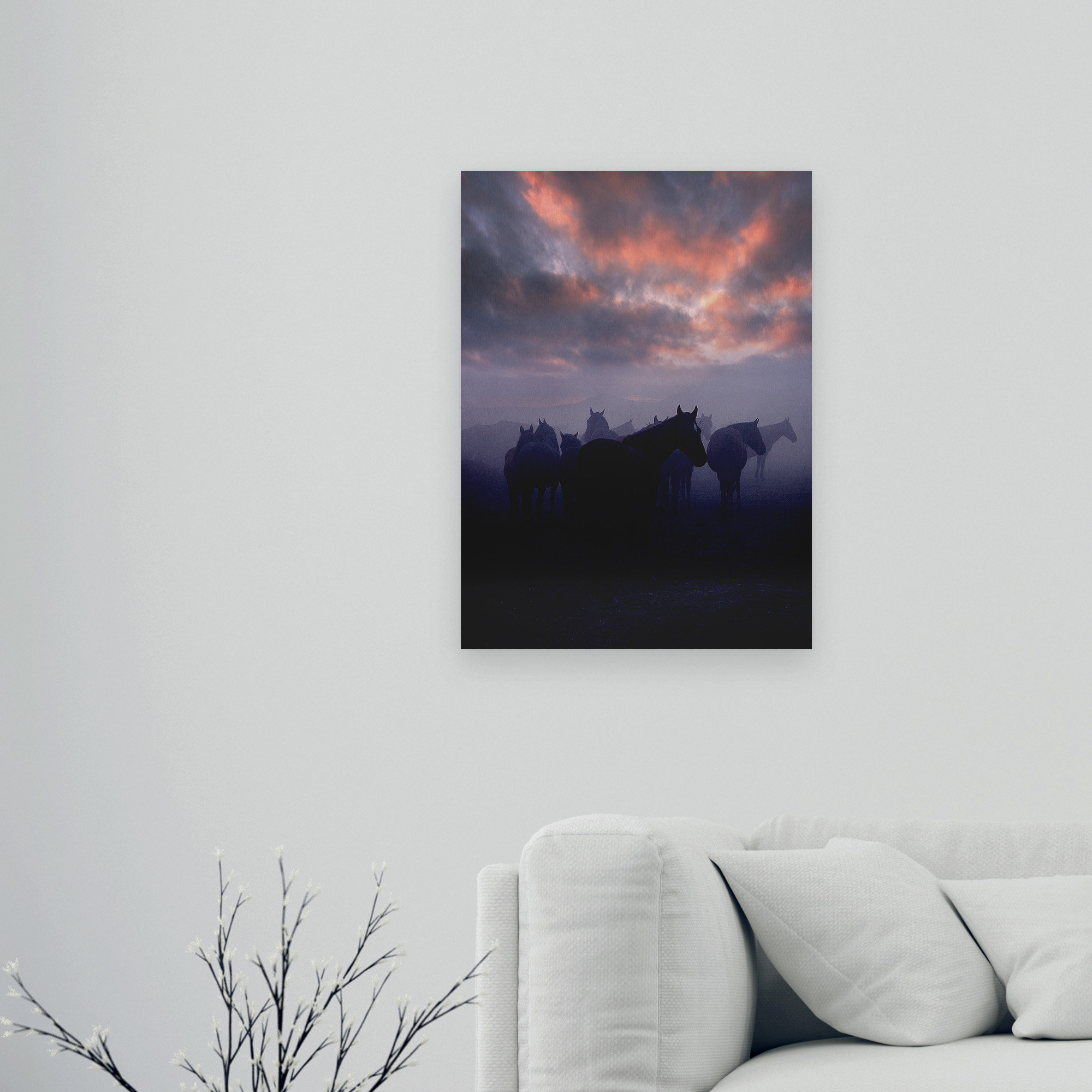Trademark Art " Wild Horses Red Sky " by Cuma Cevik - Wayfair Canada