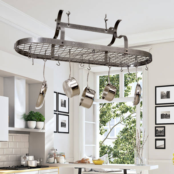 Enclume Premier Steel Handcrafted Rectangle Hanging Pot Rack & Reviews ...