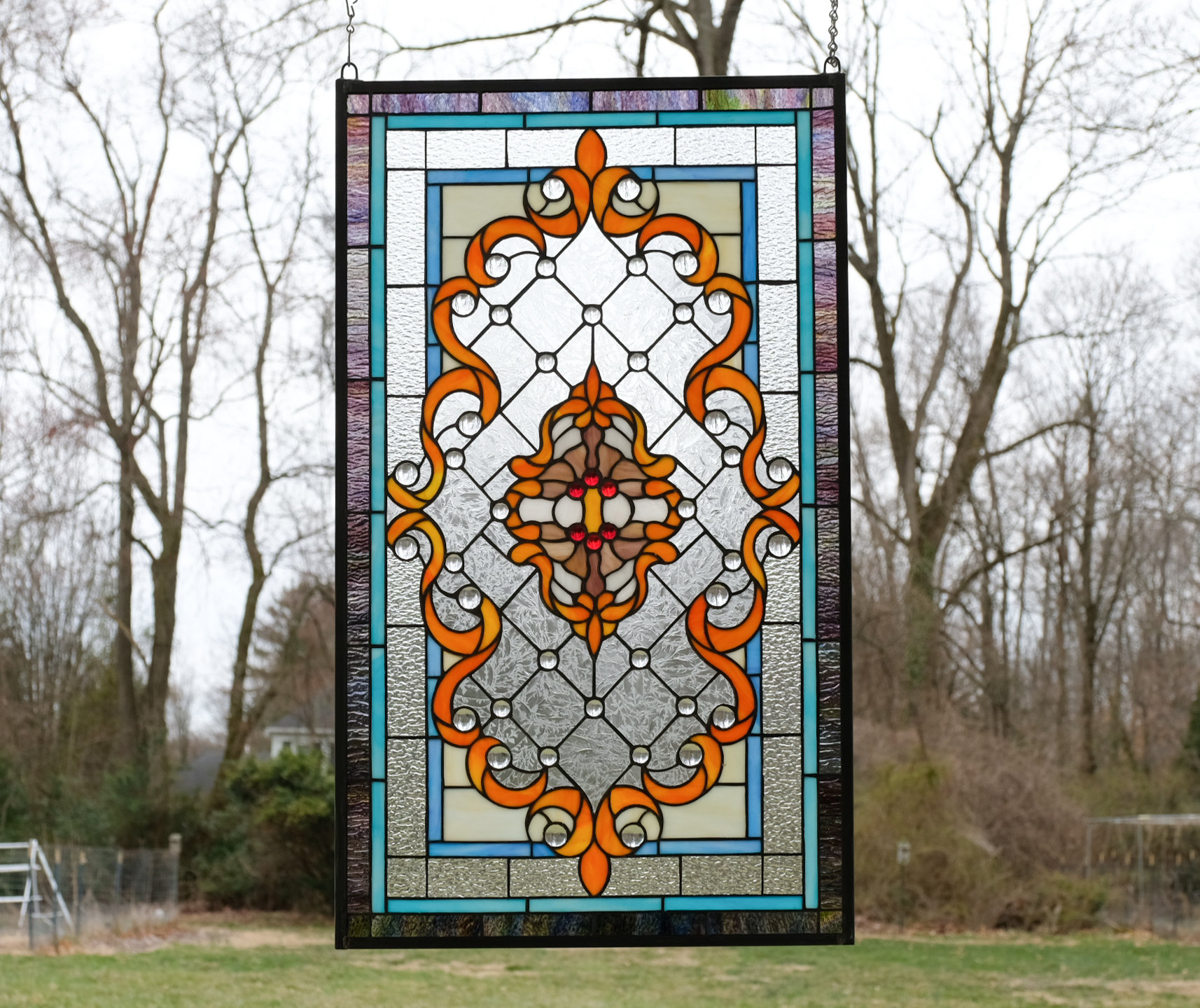 Bloomsbury Market Jeweled Stained Glass Window Panel | Wayfair