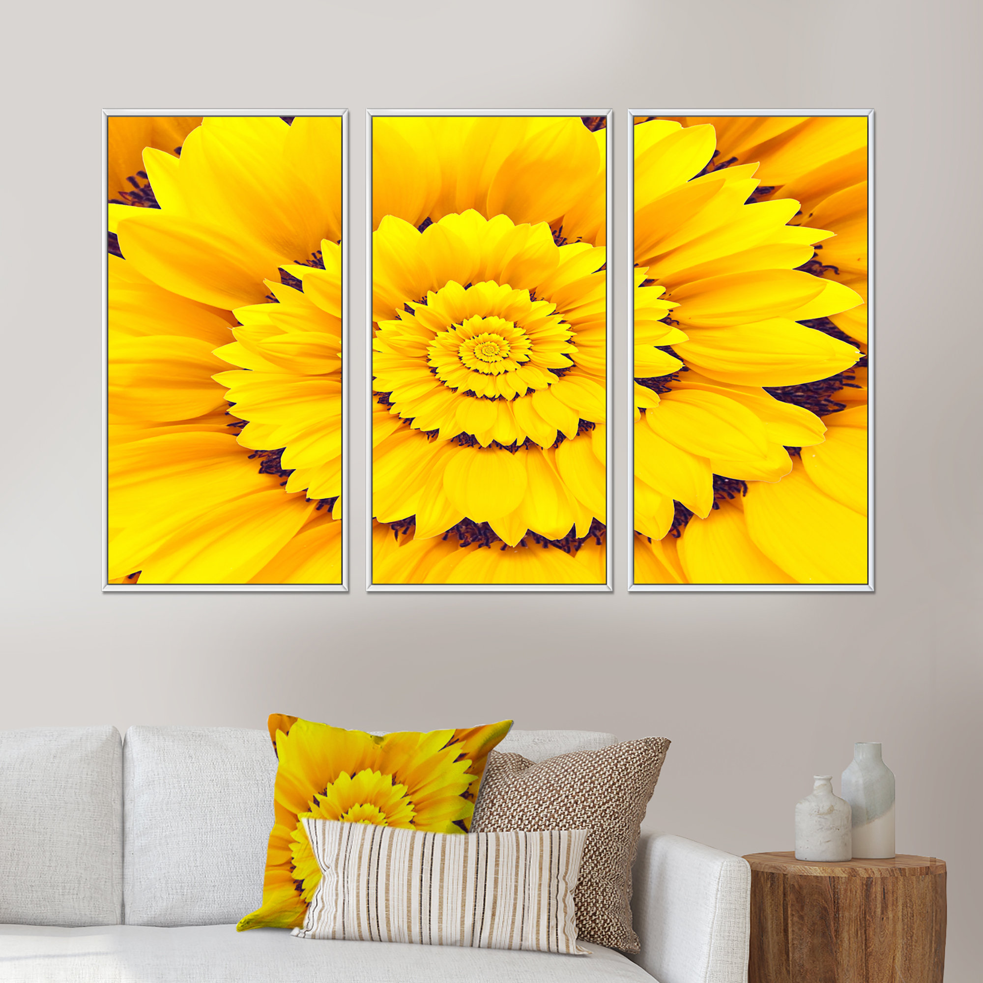 Ebern Designs Sunflower Infinity Spiral I - Traditional Framed Canvas ...