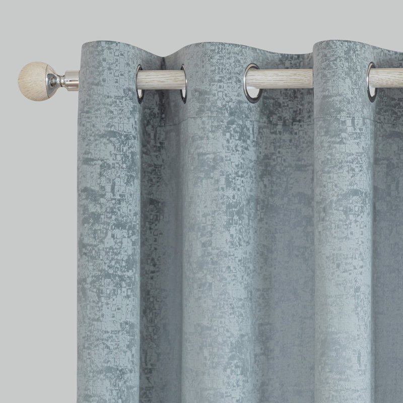 Latitude Run® Soft Velvet Embossed Brick Room Darkening Grommet Curtain ...