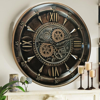 THE GEARS CLOCK Wall Clock with Real Moving Gears IR-LI_ 32 in Round ...