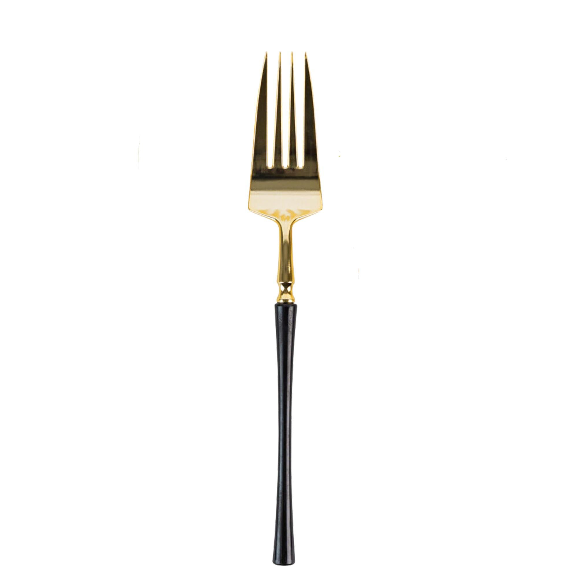 Ecoquality Modern Black And Gold Disposable Plastic Dinner Forks ...