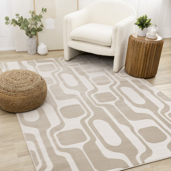 Orren Ellis Marshay Modern Cream Beige Indoor Area Rug & Reviews | Wayfair