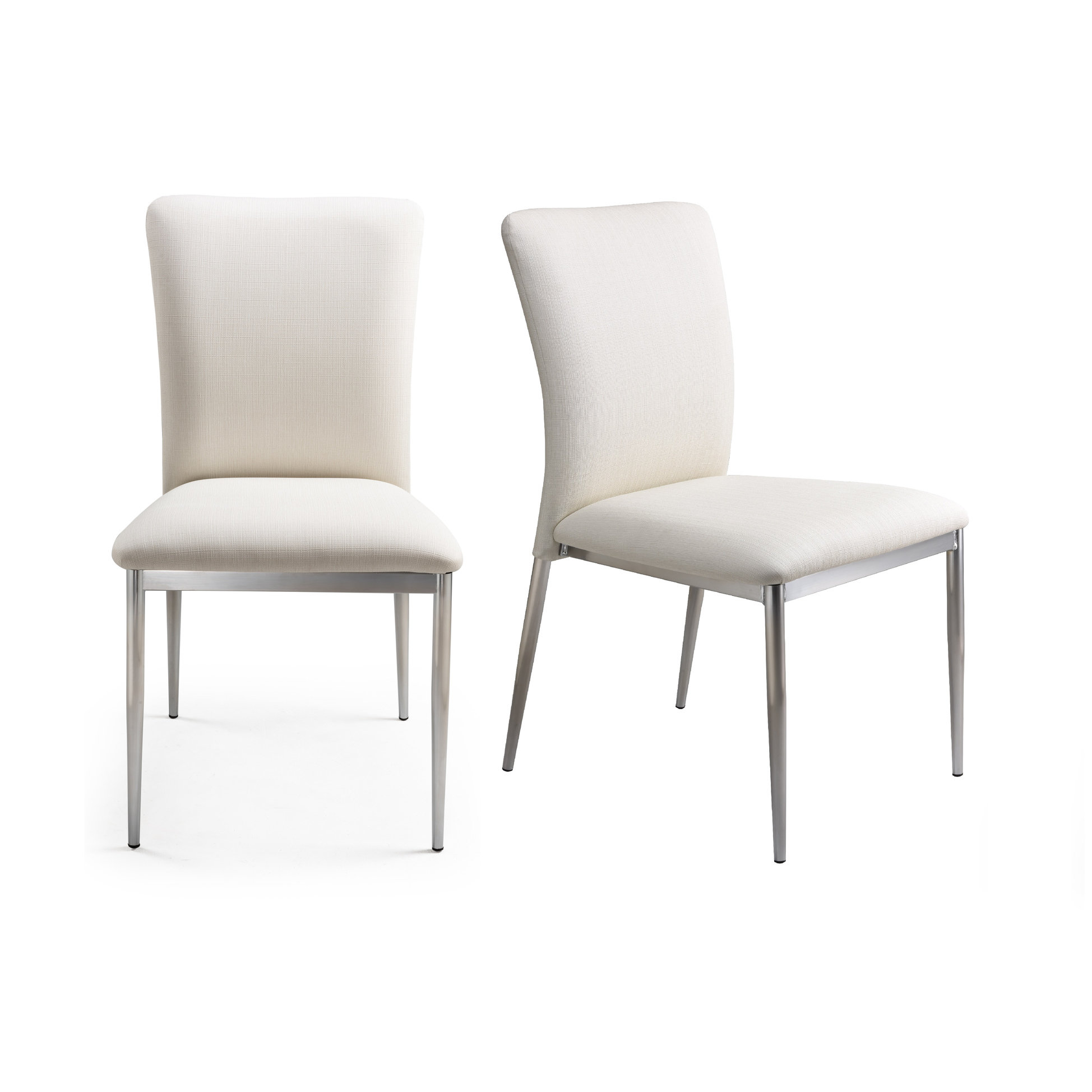 Hokku Designs Contemporary Faux Leather Side Chairs, 2, Soft White ...