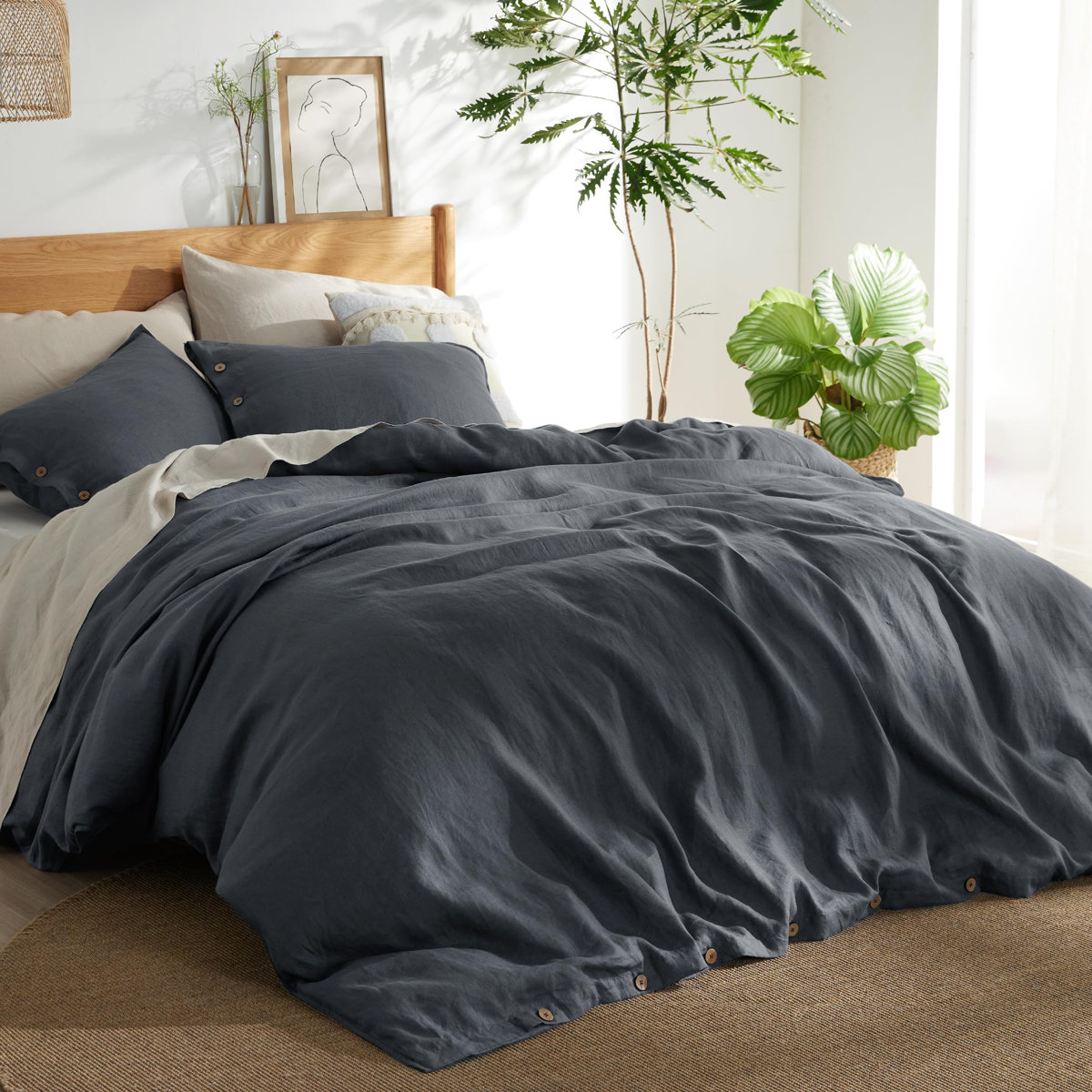 Bedsure Linen Cotton Blend Duvet Cover Set | Wayfair
