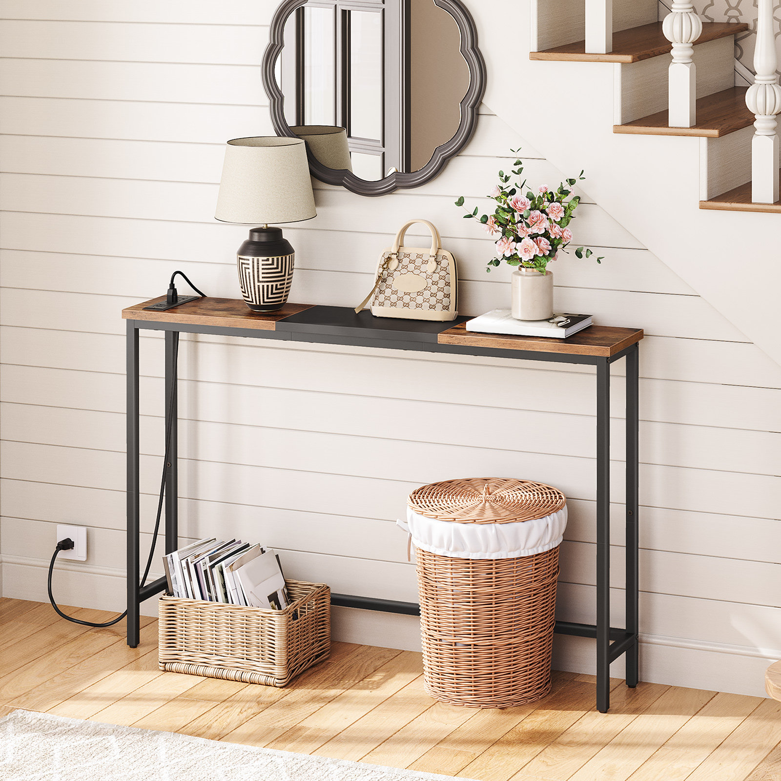 17 Stories Tayjuan 44.9" Sofa Console Table with Power Outlet & Reviews ...