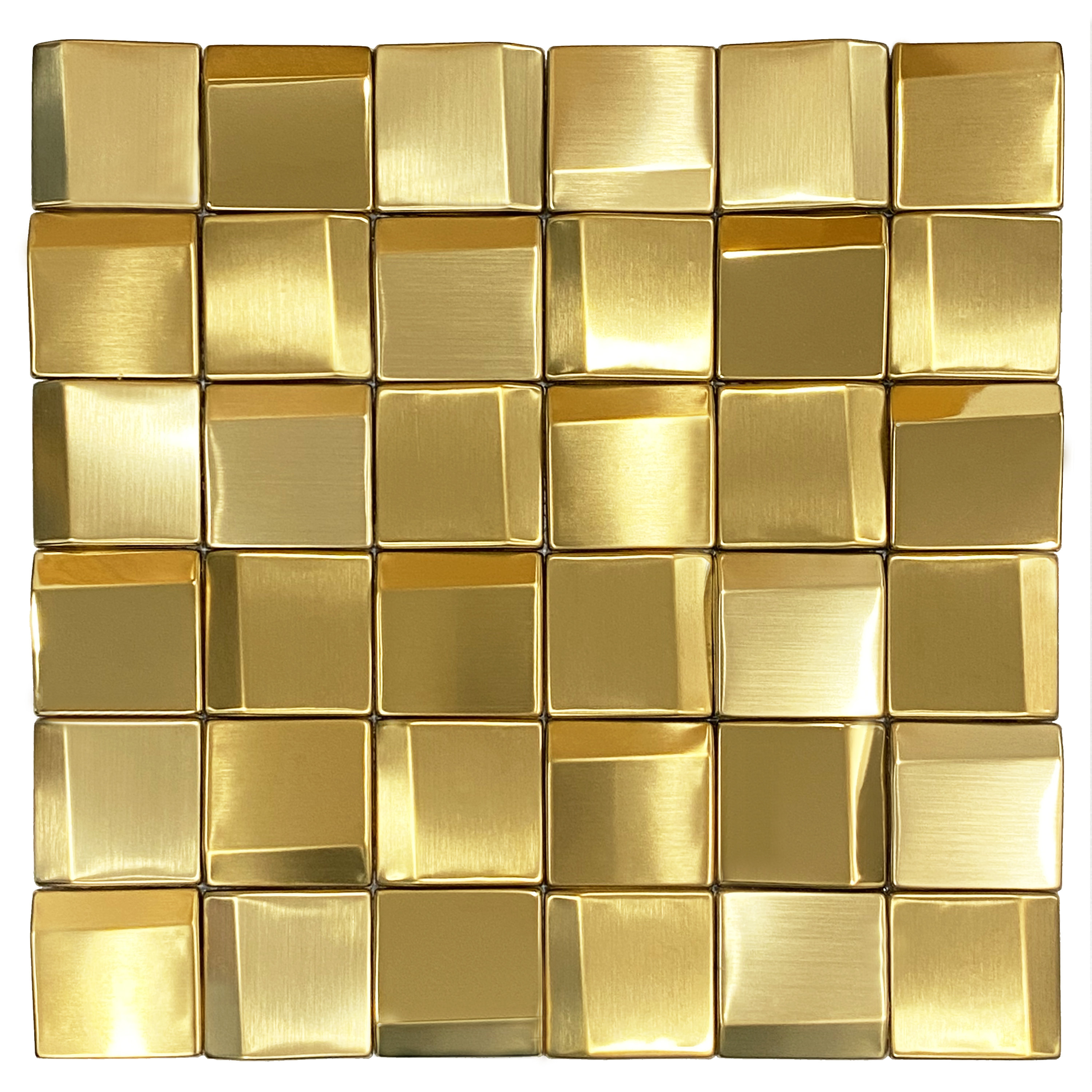 Blujellyfish 3D Gold Wall Panels 2'' X 2'' Square Metallic Wall Tile ...