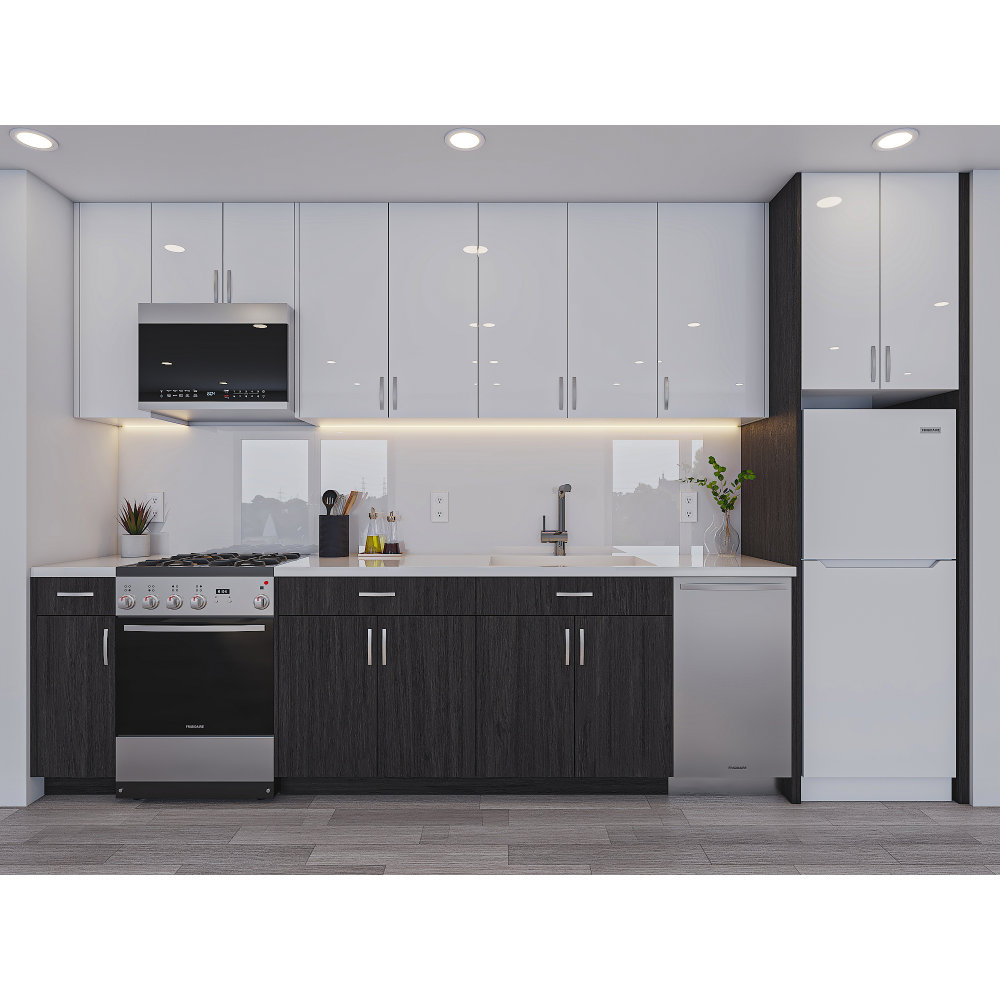 Cambridge White Gloss & Carbon Marine Assembled Kitchen Cabinet Set ...