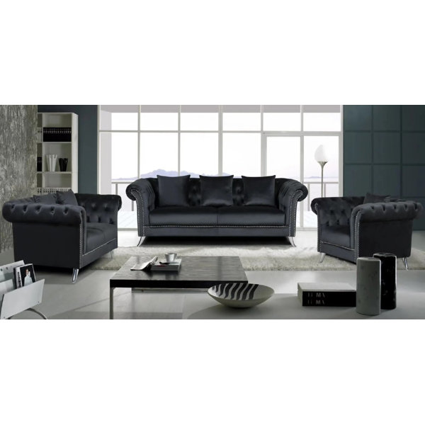 Maroon Home Mia Sofa Set Single Seater Loveseat and Three-Seater Sofa ...