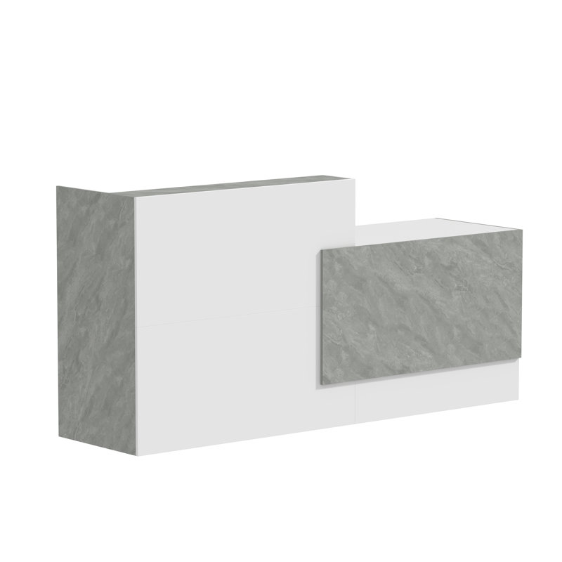 Wrought Studio Modern Reception Desk With Marble Finish And Ample ...