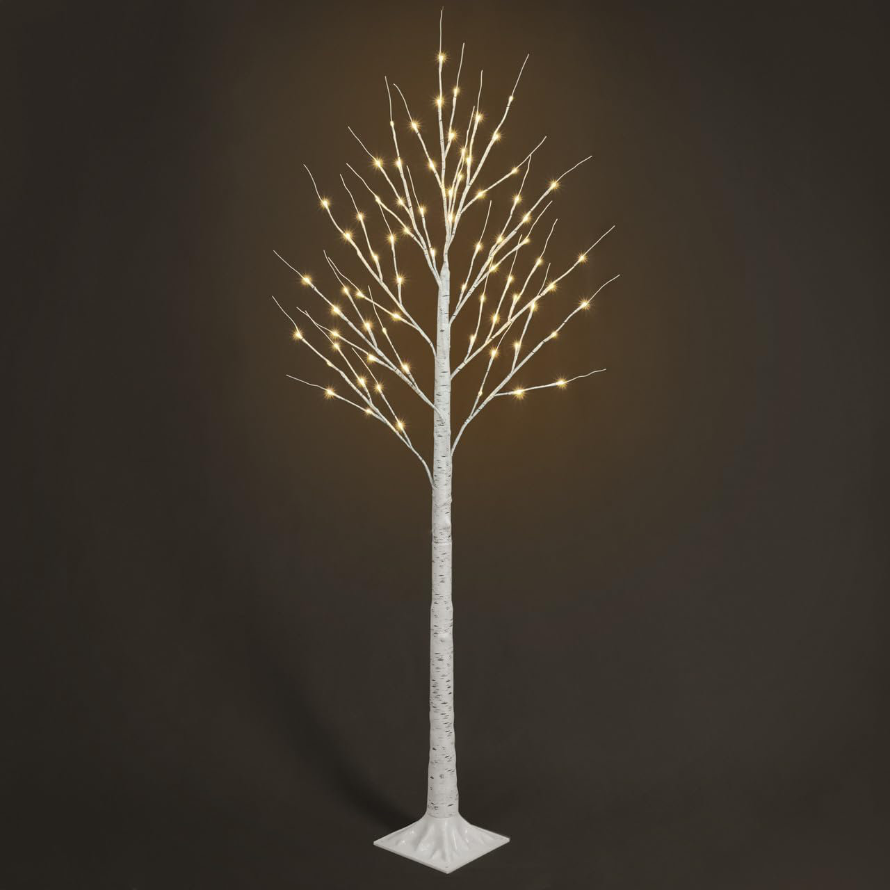 CAPHAUS Full White Pre-lit Birch Tree w/ LED Lights, Light Up Tree ...