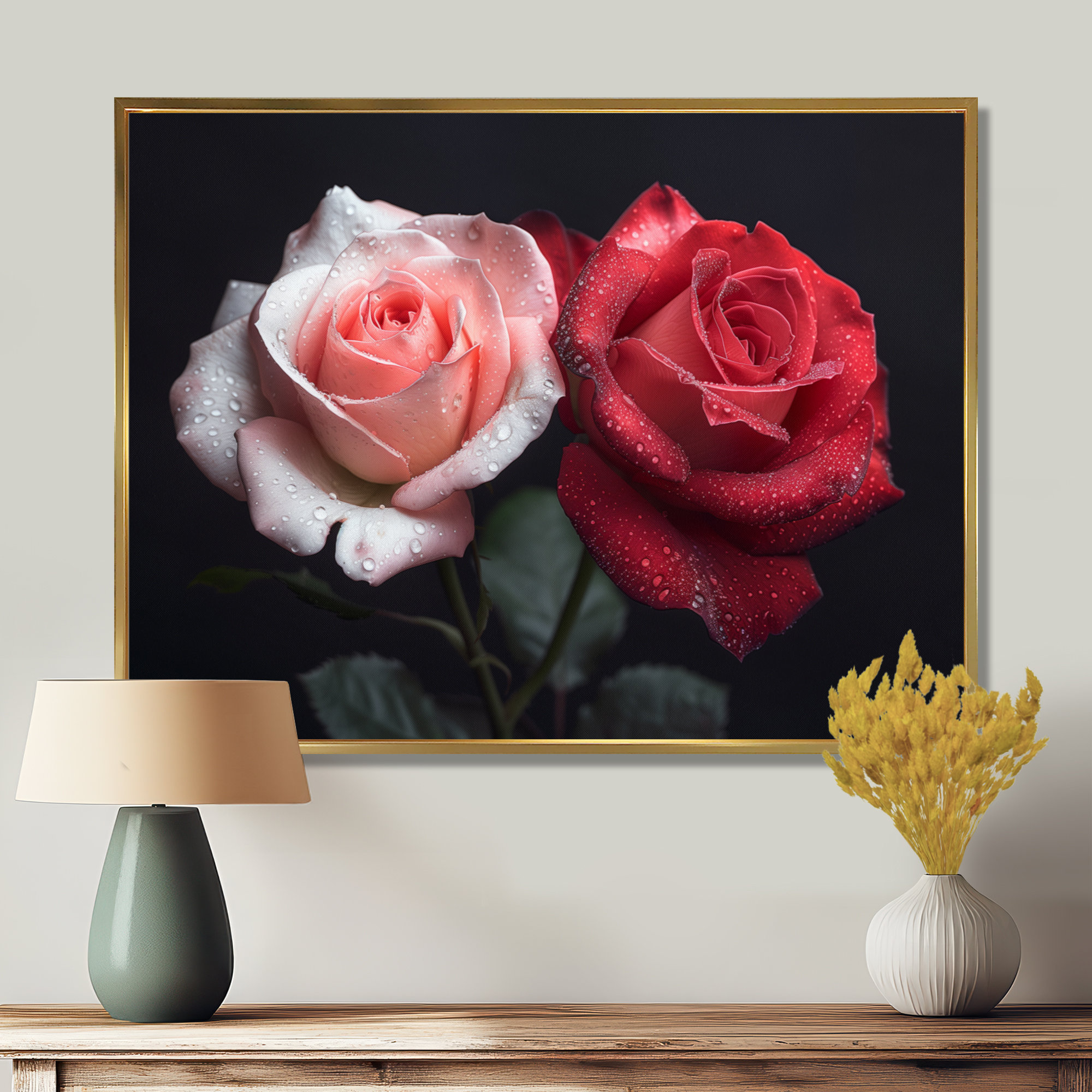 Mercer41 Pink Red Roses Timeless Beauty - Roses Wall Art Living Room ...