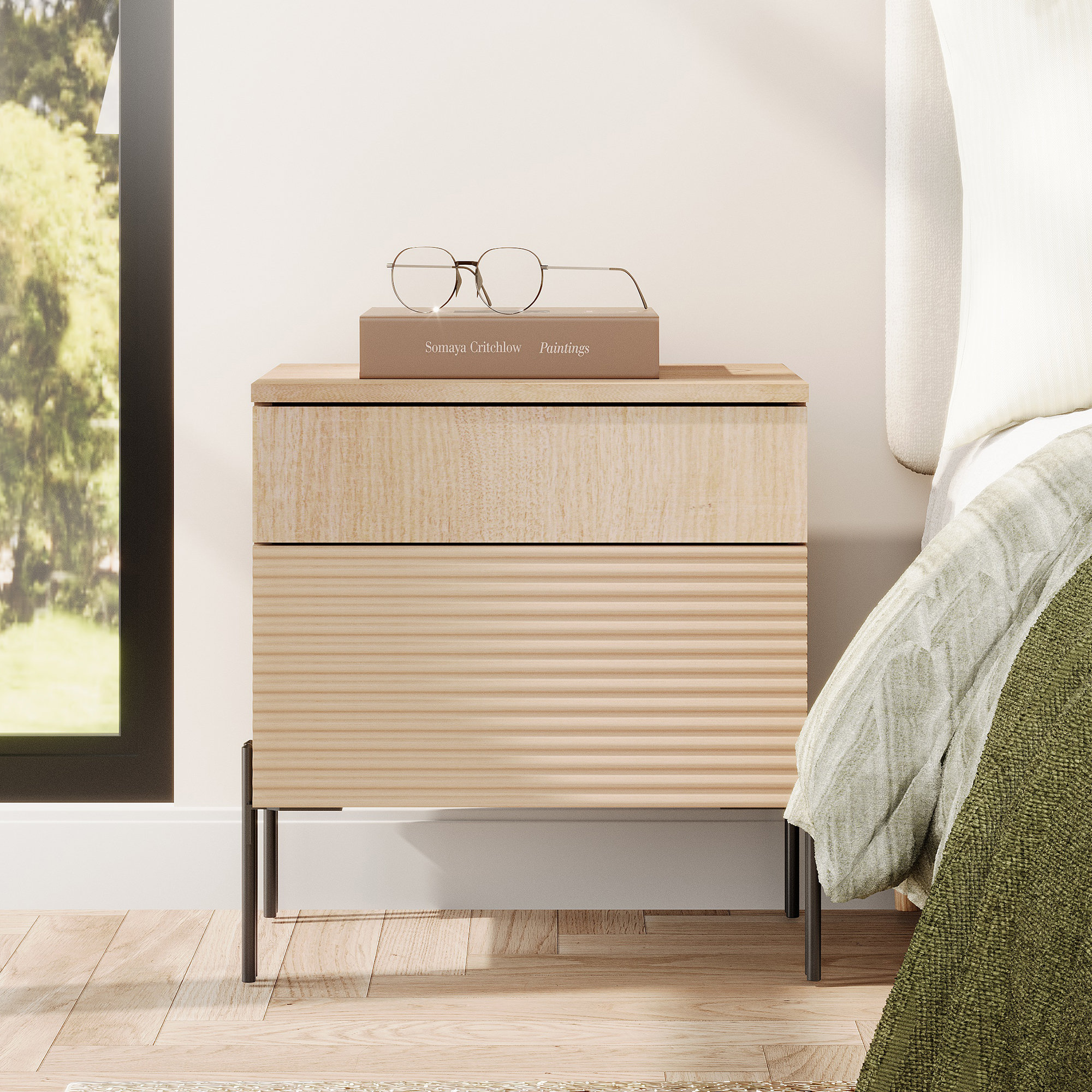 Union Rustic Laverda Modern Minimalist Nightstand, Reed Pattern Design ...