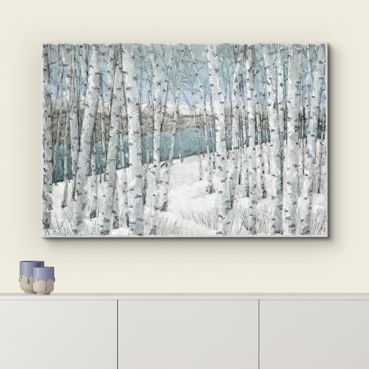 IDEA4WALL Aspen Birch White Birch Tree Forest in Winter Landscape ...