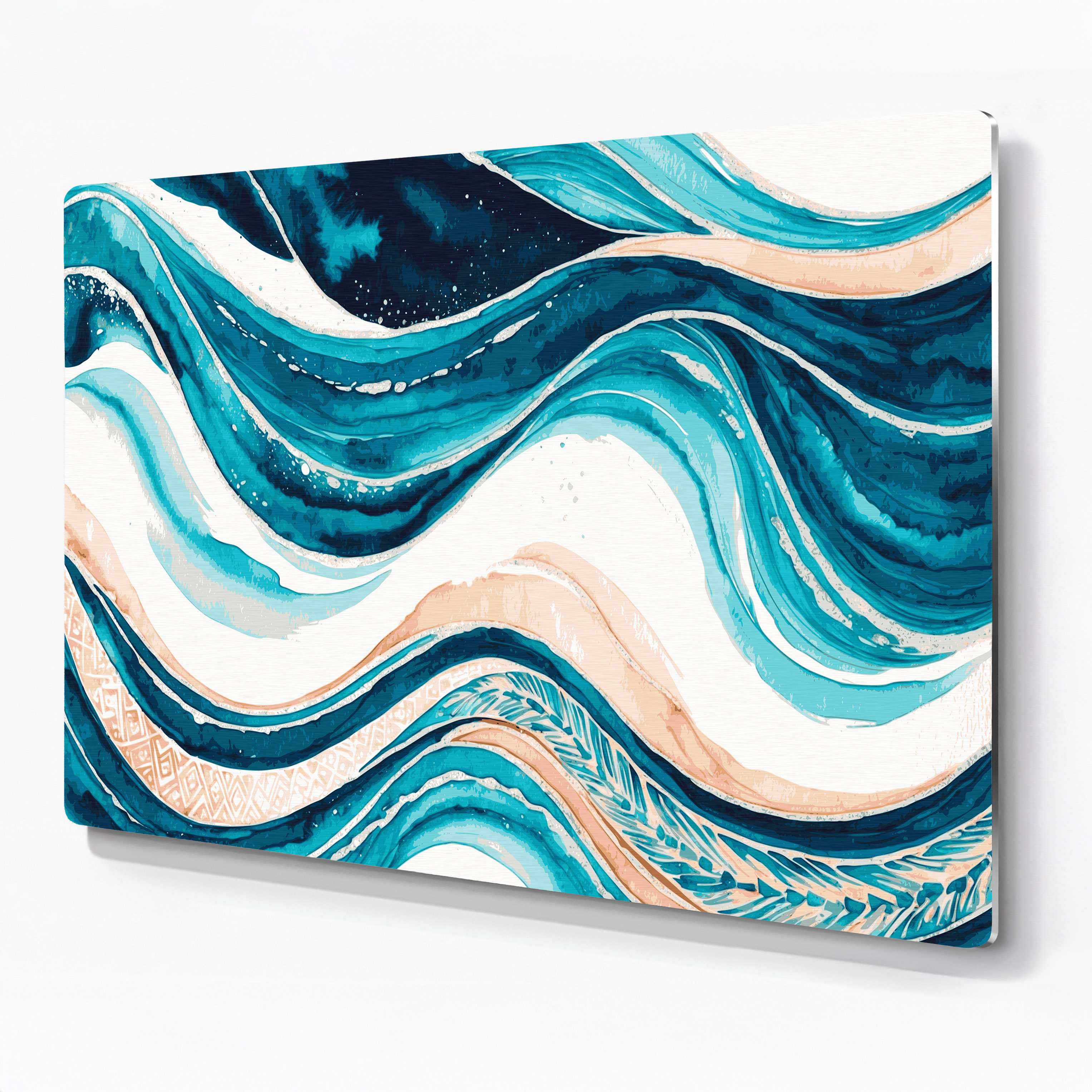 Hokku Designs Hawaiian Ocean Ripples Beige Metal Wall Art | Wayfair