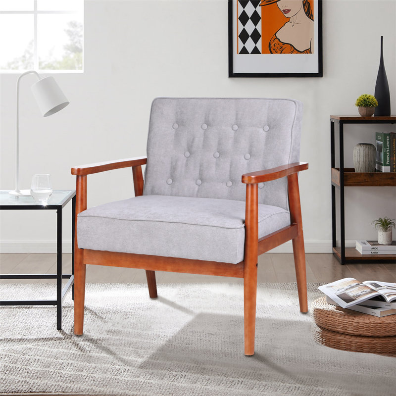 Wade Logan® Beutner 28" Wide Tufted Linen Armchair & Reviews | Wayfair