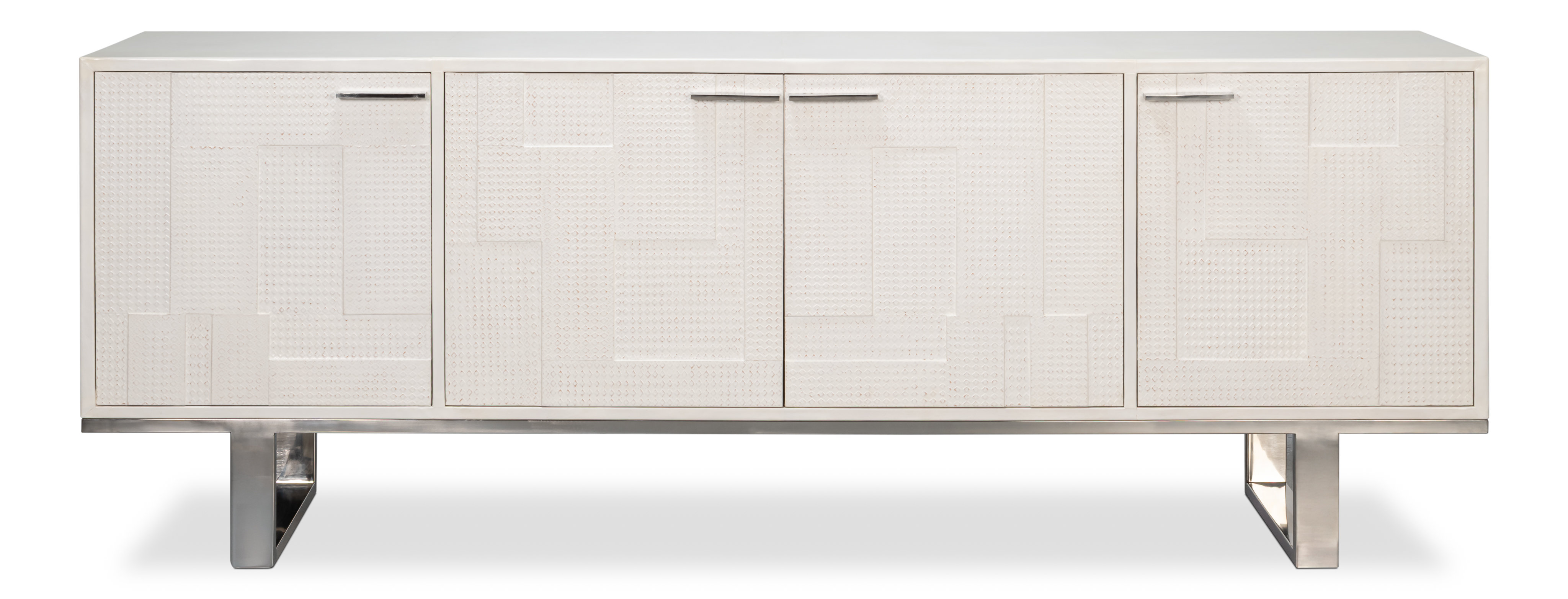 Sarreid Ltd Bronzini Credenza, Embossed White | Perigold