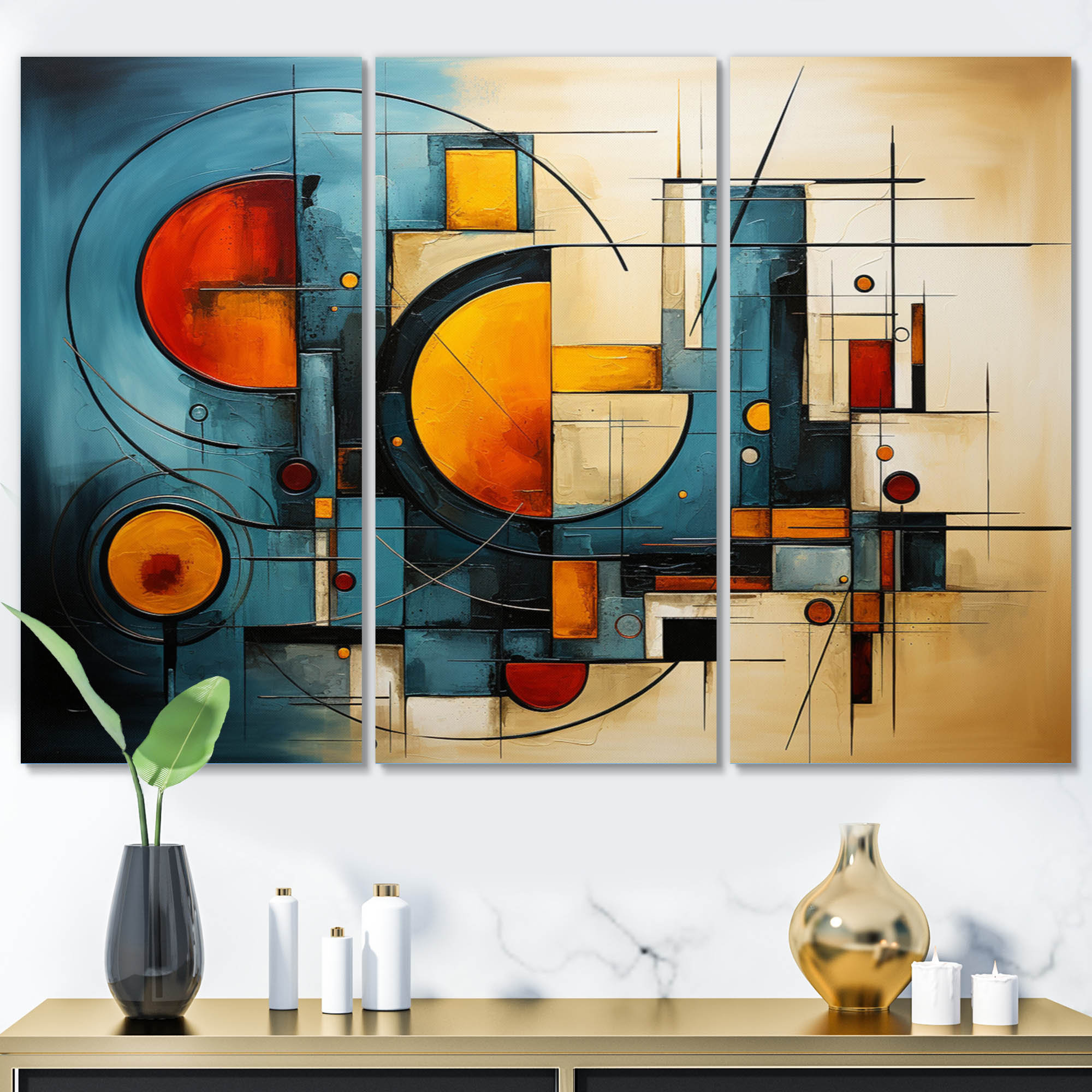 Ivy Bronx Electric Array III - Abstract Collages Metal Wall Decor Set ...