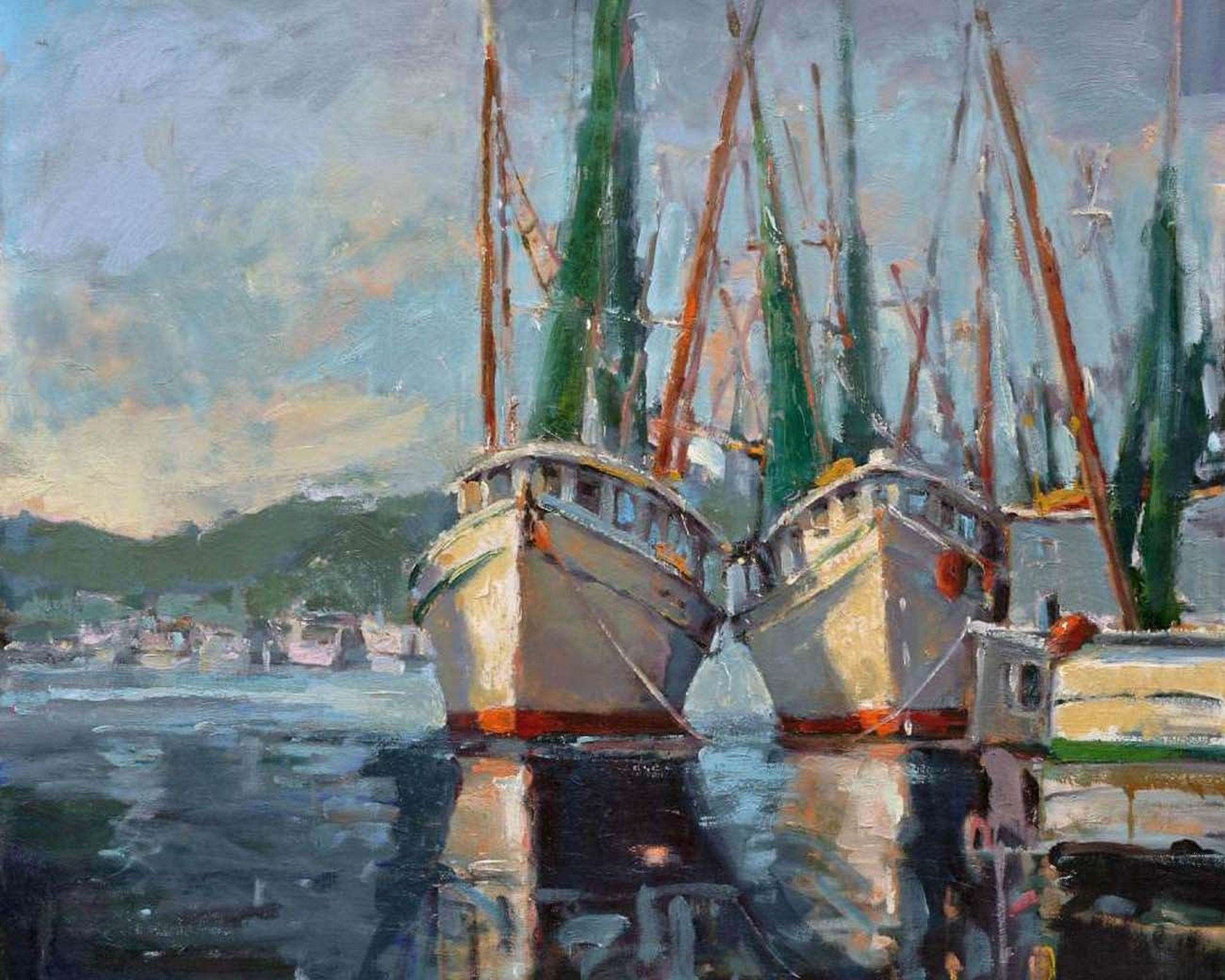 John Beard Collection Two Shrimp Boats by John Beard - Artist Enhanced ...