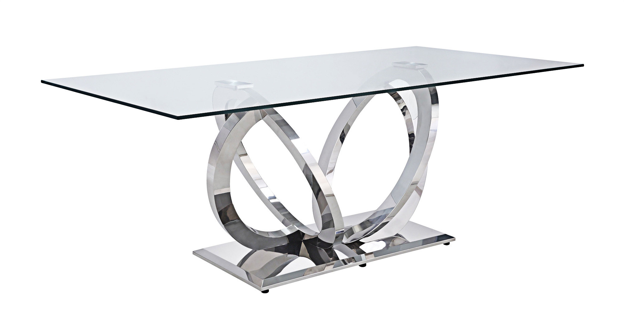 Everly Quinn Finley Clear Glass Top & Mirrored Silver Finish Dining ...