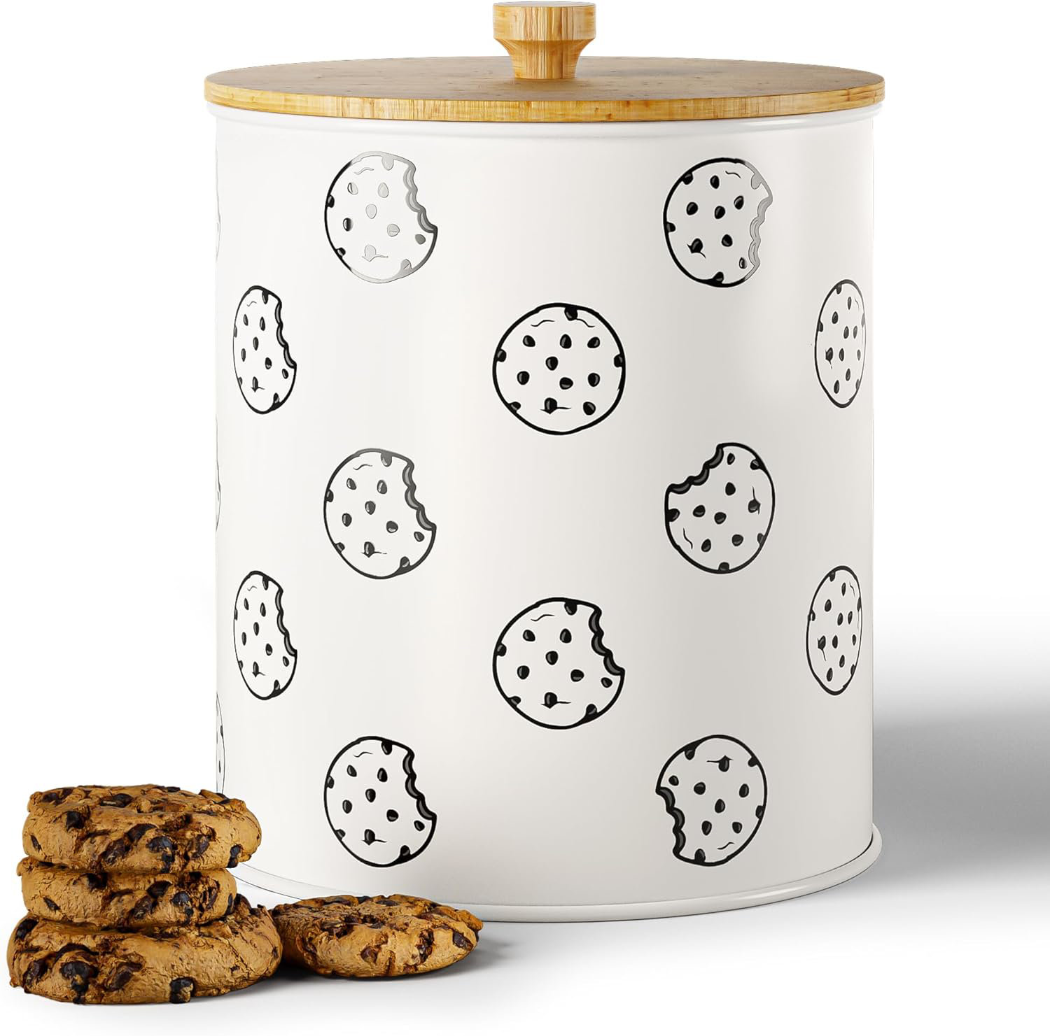 Gracie Oaks Cookie Jar With Airtight Lid - 1 Gallon - 6.6"D X 8"H White ...