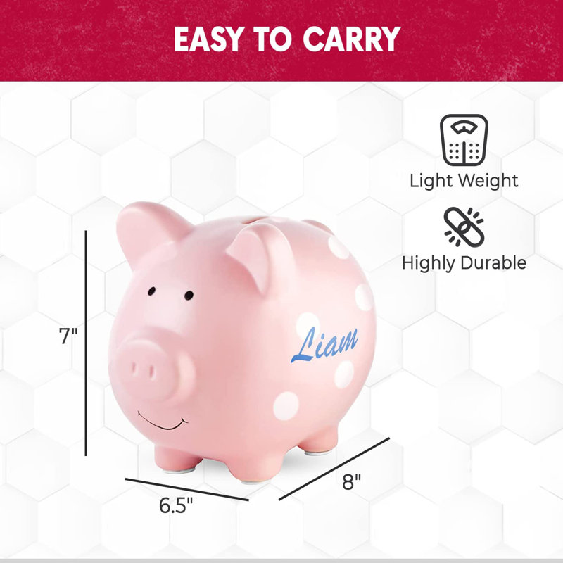 Zoomie Kids Custom Ceramic Piggy Banks For Kids | Perfect Sized Cute ...