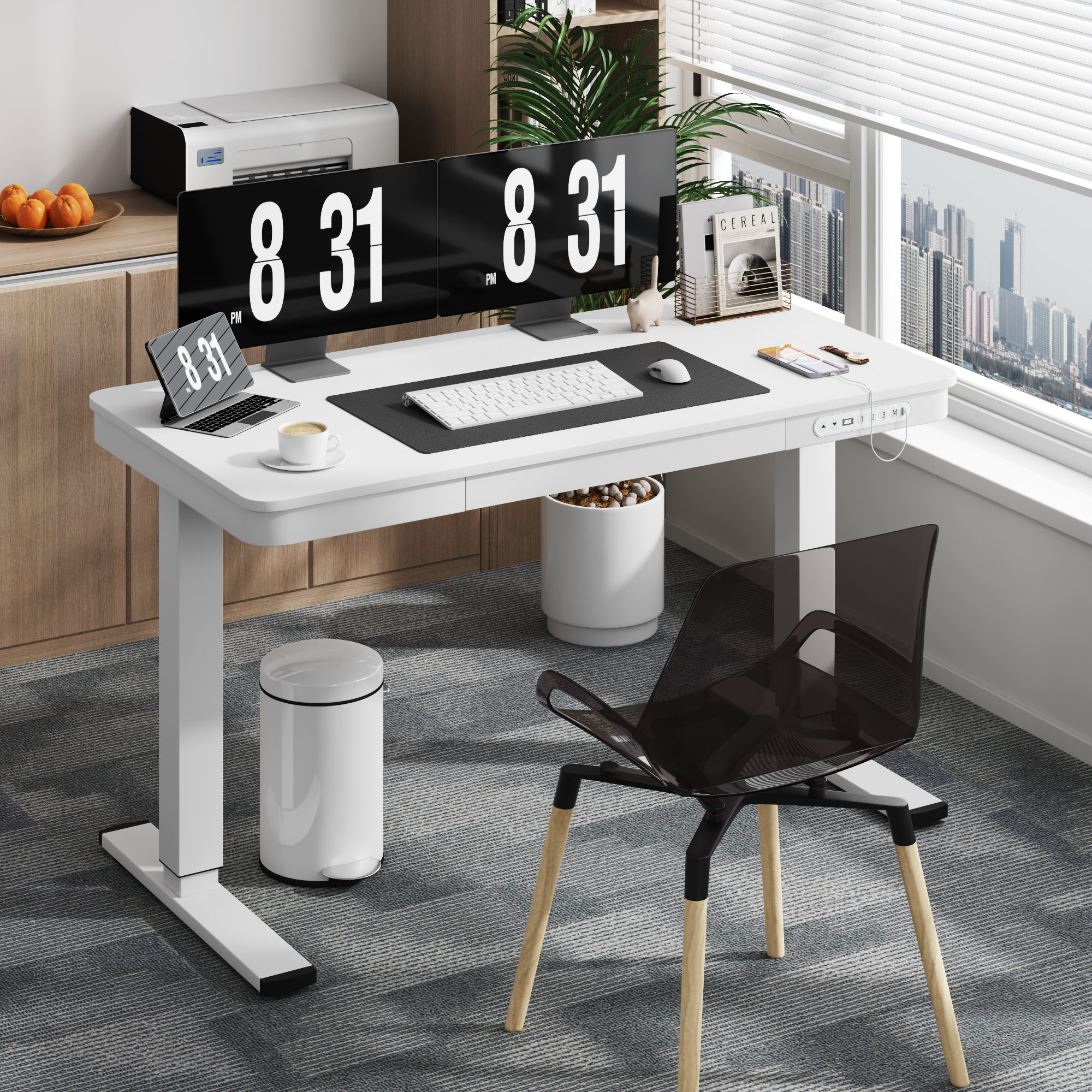 The Twillery Co. Middlebury Height Adjustable Standing Desk with Drawer ...