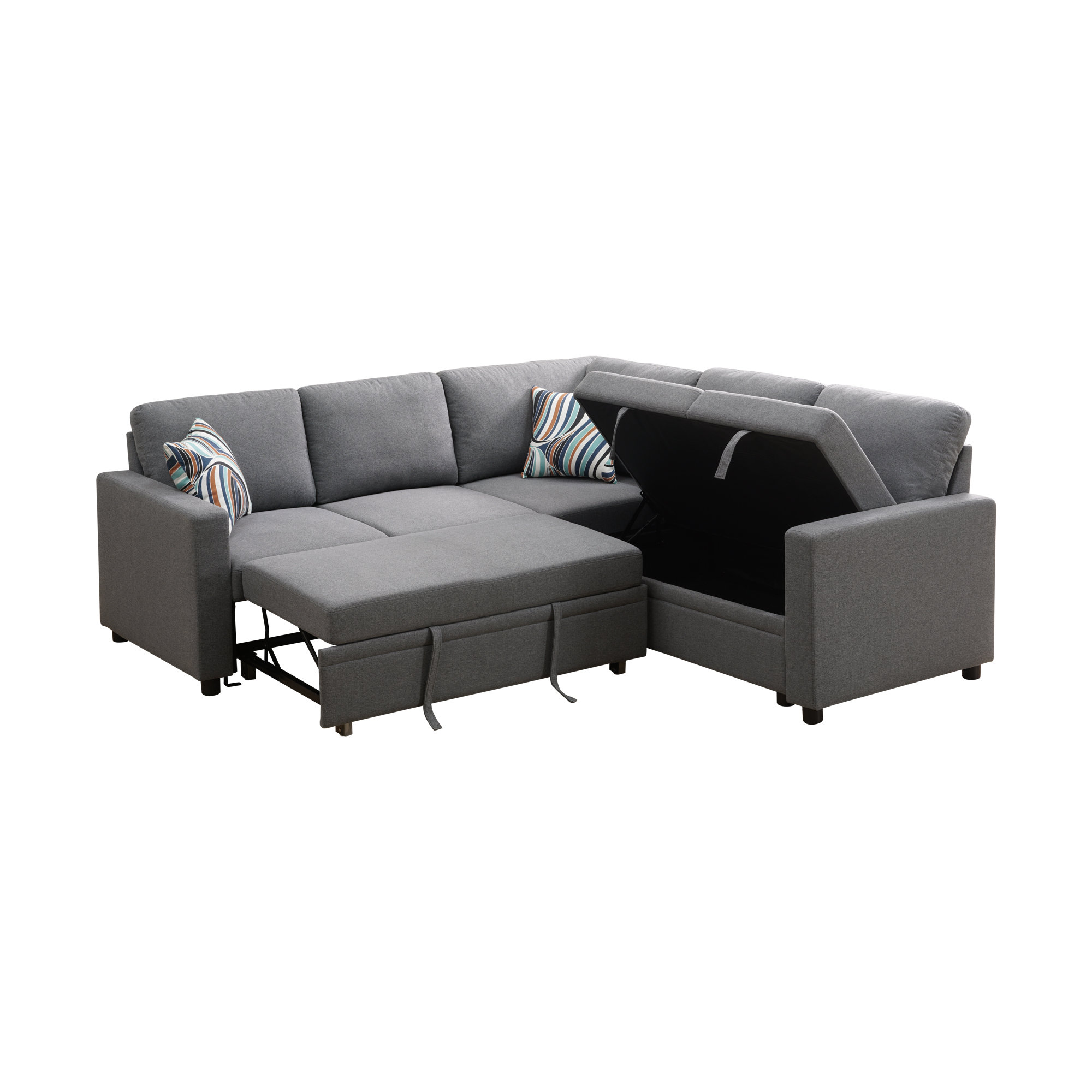 Ebern Designs 83" Wide Extendable Sectional Sofa Bed | Wayfair