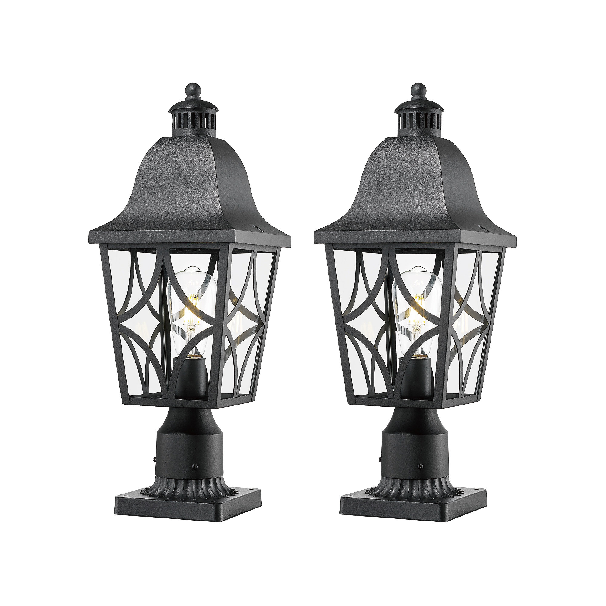 Canora Grey Set of 2 Outdoor Post Light Fixtures- Weatherproof Aluminum ...