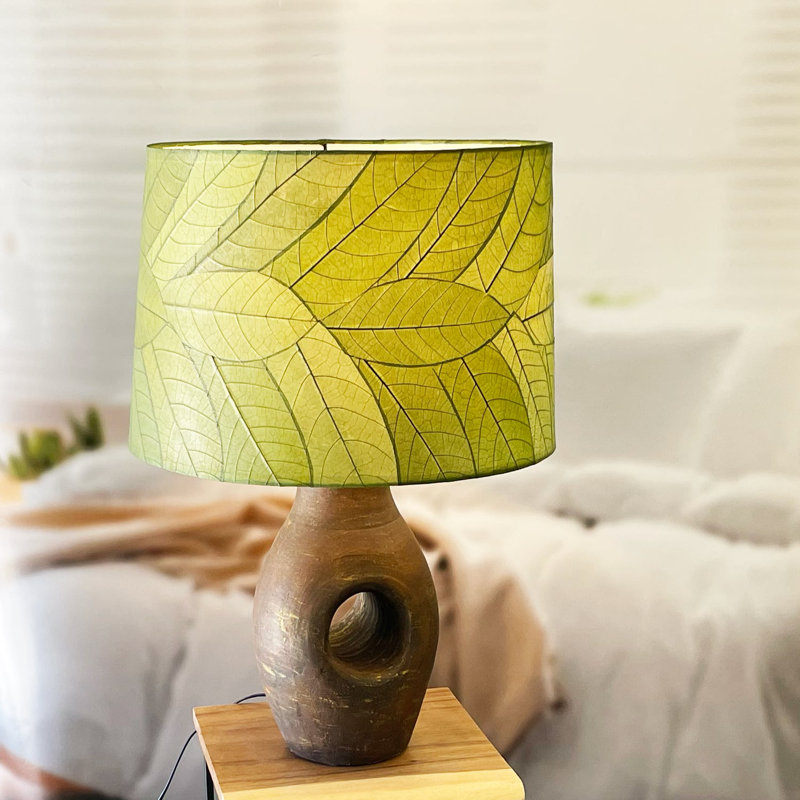 Bayou Breeze Real Cocoa Leaves Drum Lamp Shade ( Screw on ) in Green ...