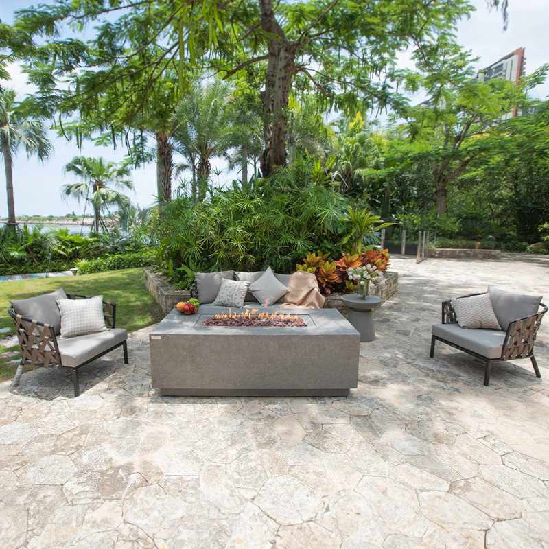 Envelor Andes 22'' H x 66'' W Concrete Propane Outdoor Fire Pit Table ...