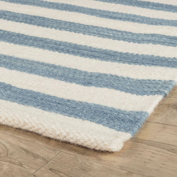 Birch Lane™ Renelso Blue/Ivory Handwoven Wool Rug | Wayfair