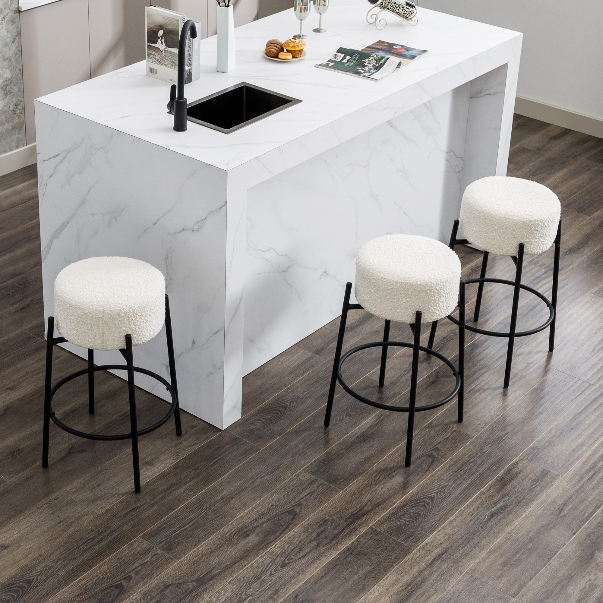 George Oliver Swivel 26.7'' Boucle Counter Stool & Reviews - Wayfair Canada