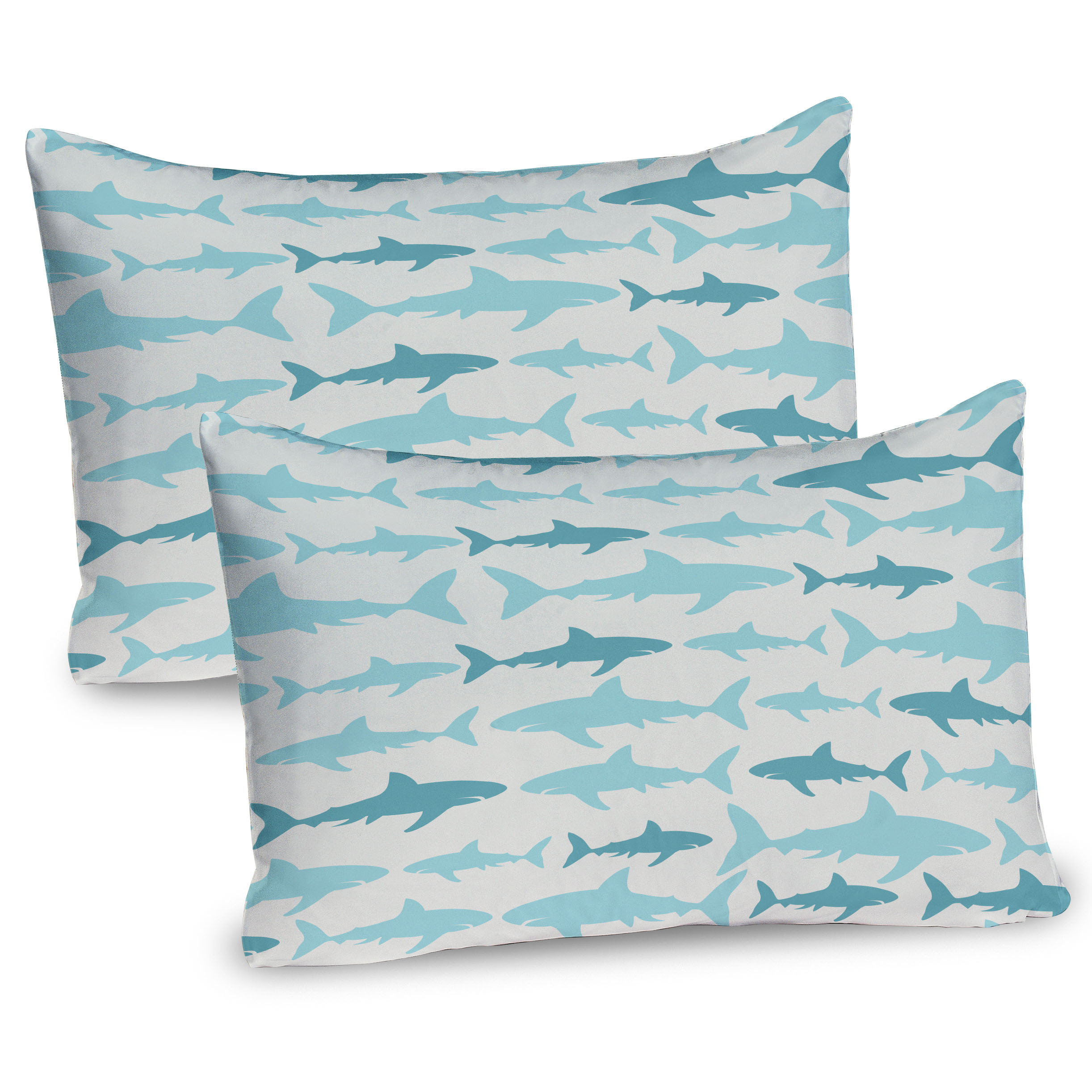 Ambesonne Ocean Pillow Sham 2 Pack Swimming Sharks in Sea 36"x20 ...