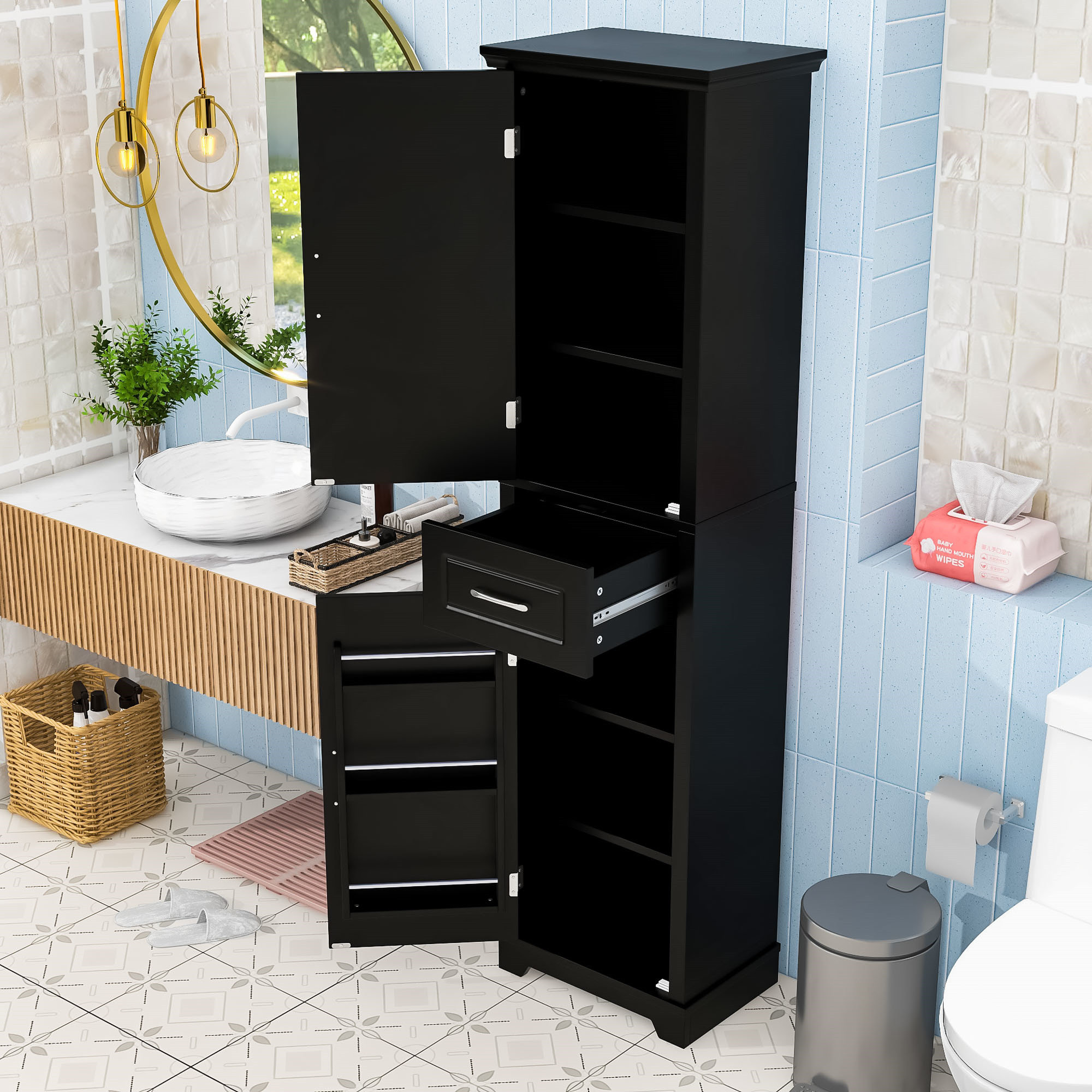 Red Barrel Studio® Durable MDF Storage Cabinet with Adjustable Shelves ...