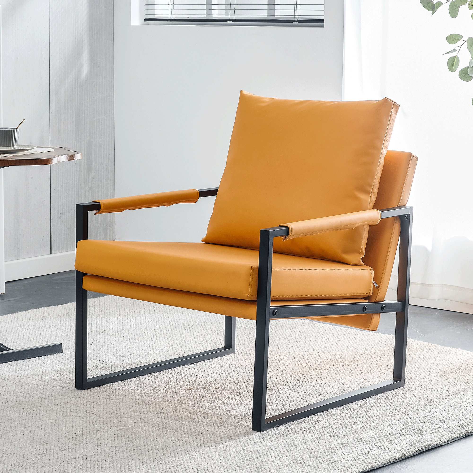 Ebern Designs Lucica Accent Arm Chair Mid Century Upholstered Armchair ...