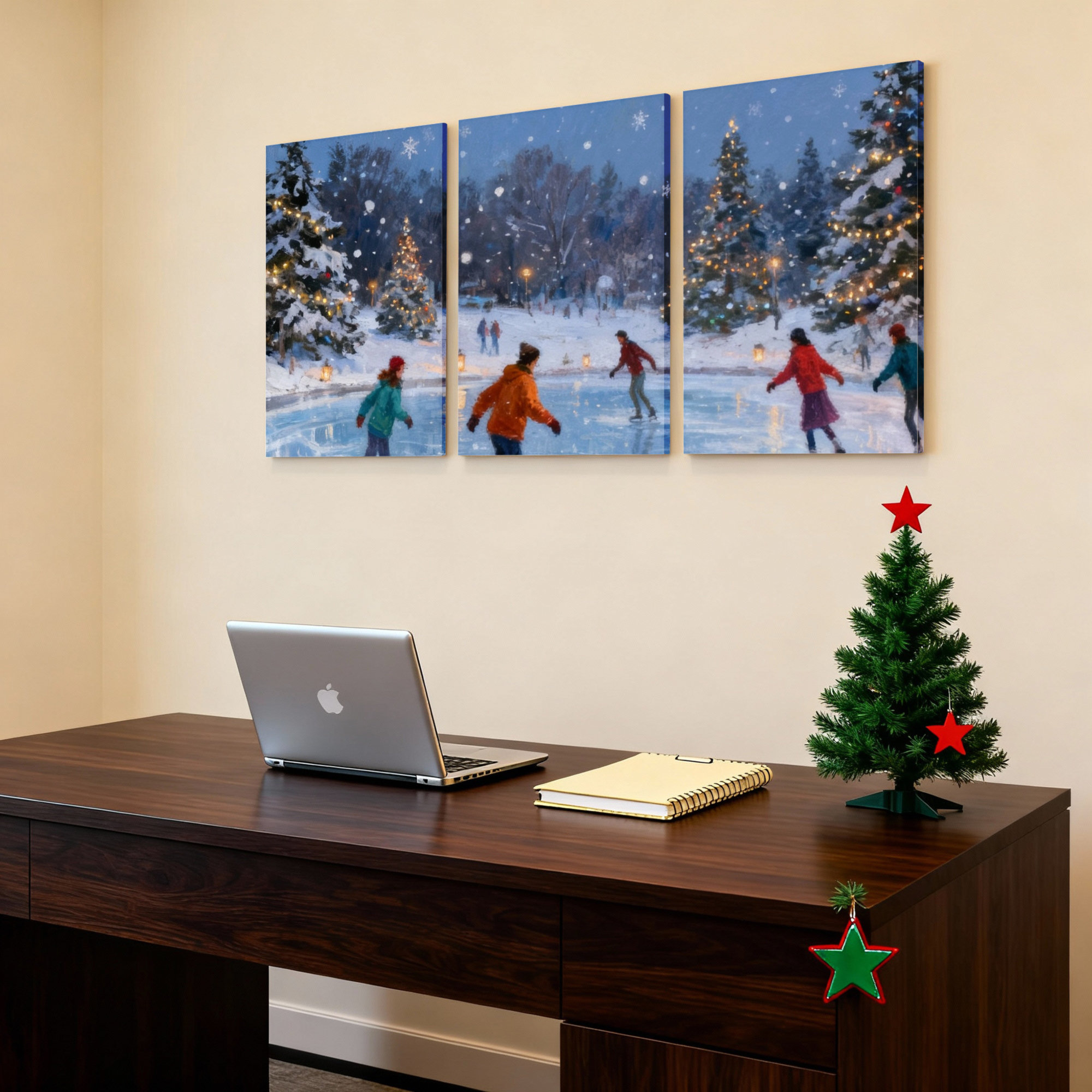 Winston Porter Winter Ice Skating Scene Canvas Wrapped Wall Art Oil ...