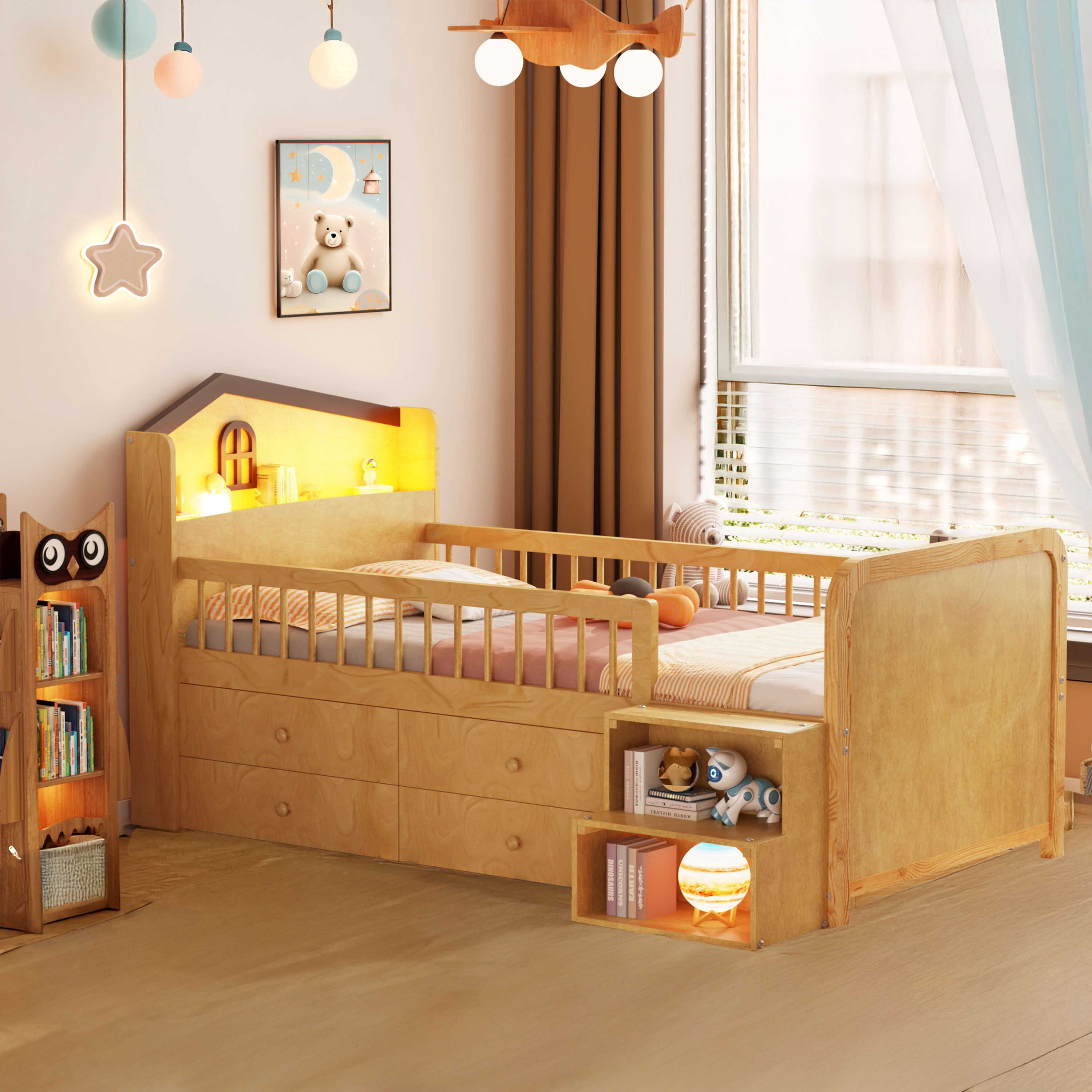 Harper Orchard Starlight Cottage Low Loft Bed – Led Glow & Smart ...