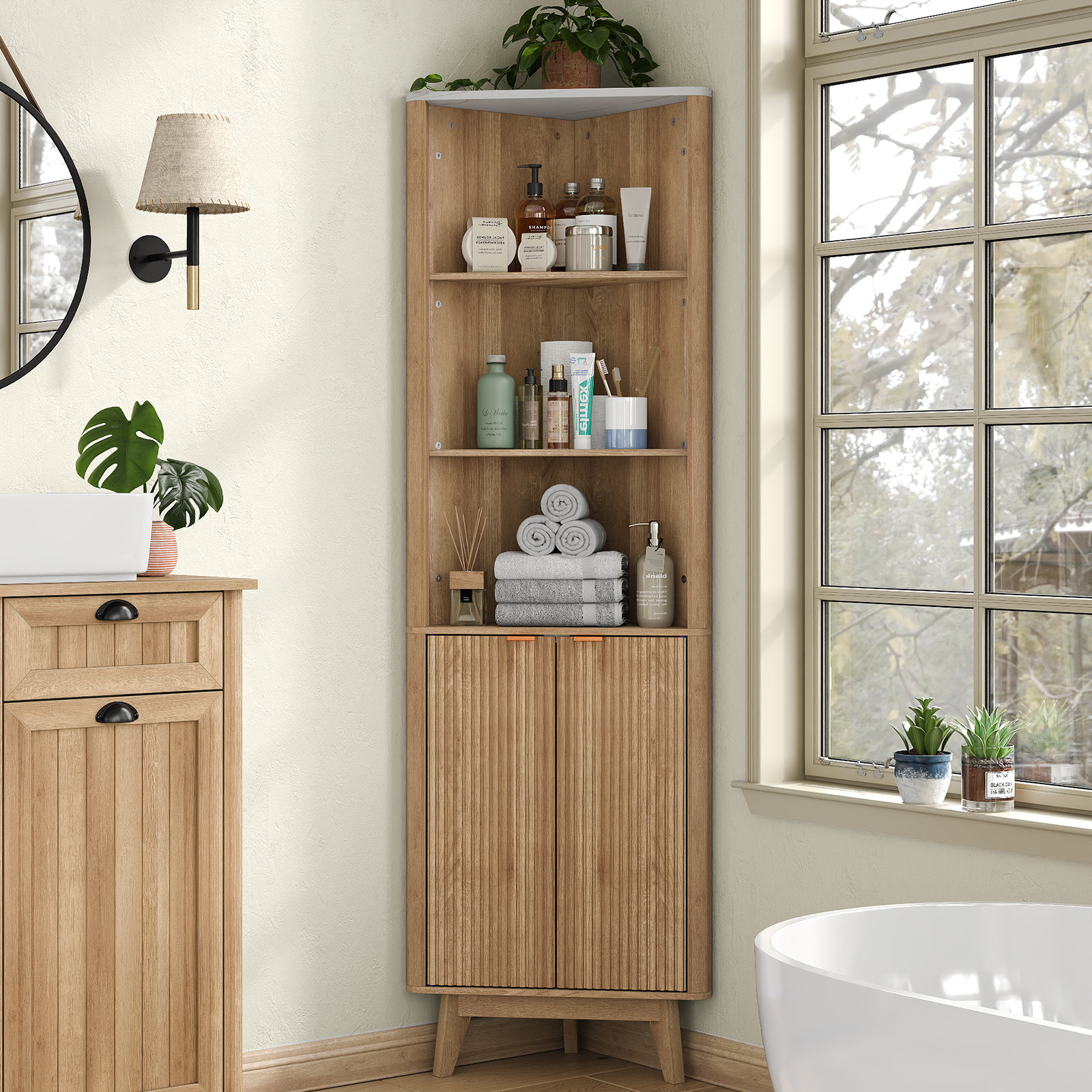 George Oliver 68'' H Freestanding Corner Cabinet, 6-Tier Corner ...