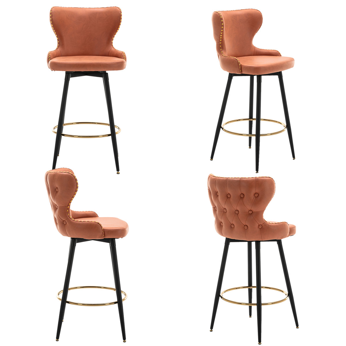 Corrigan Studio® Lama Swivel Counter & Bar Stool with Wingback and ...