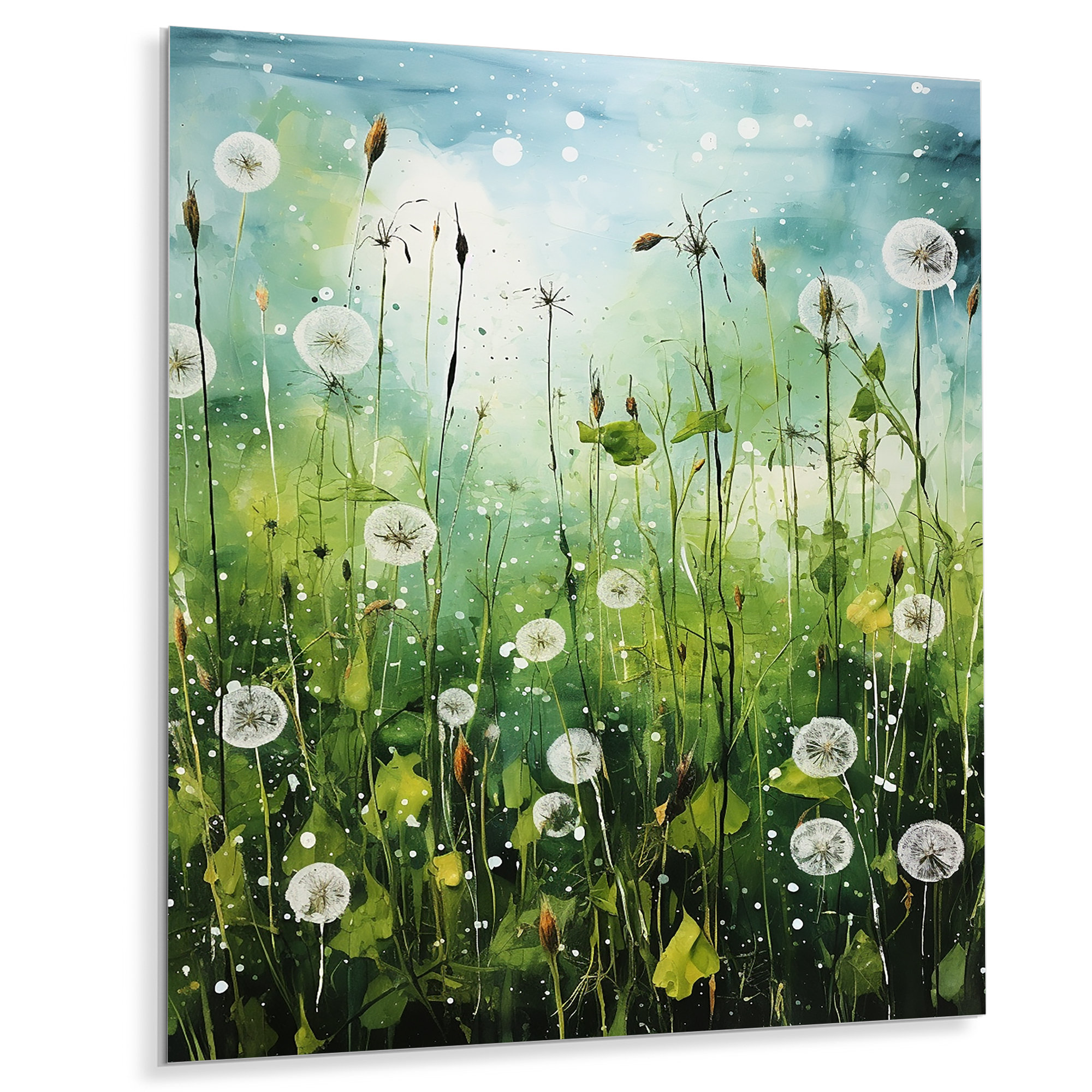 Winston Porter Green Dandelion Collage I - Floral Metal Art Print ...