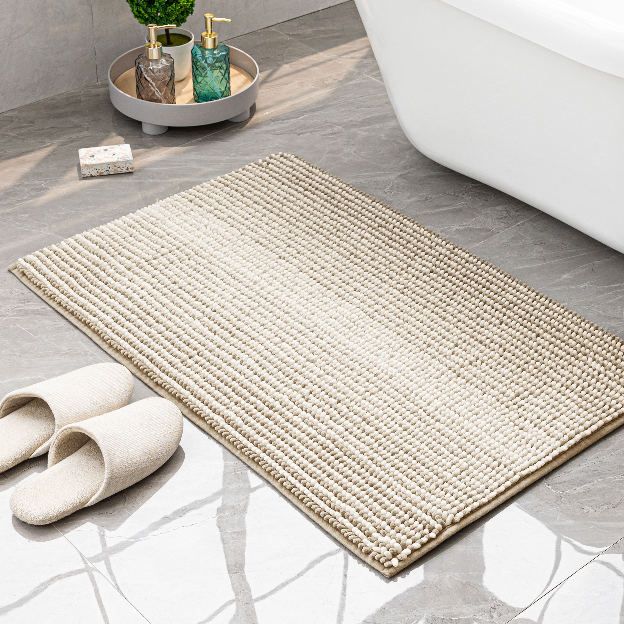 Eider & Ivory™ Zager Microfiber Soft Chenille Bath Rug with Non-Slip ...