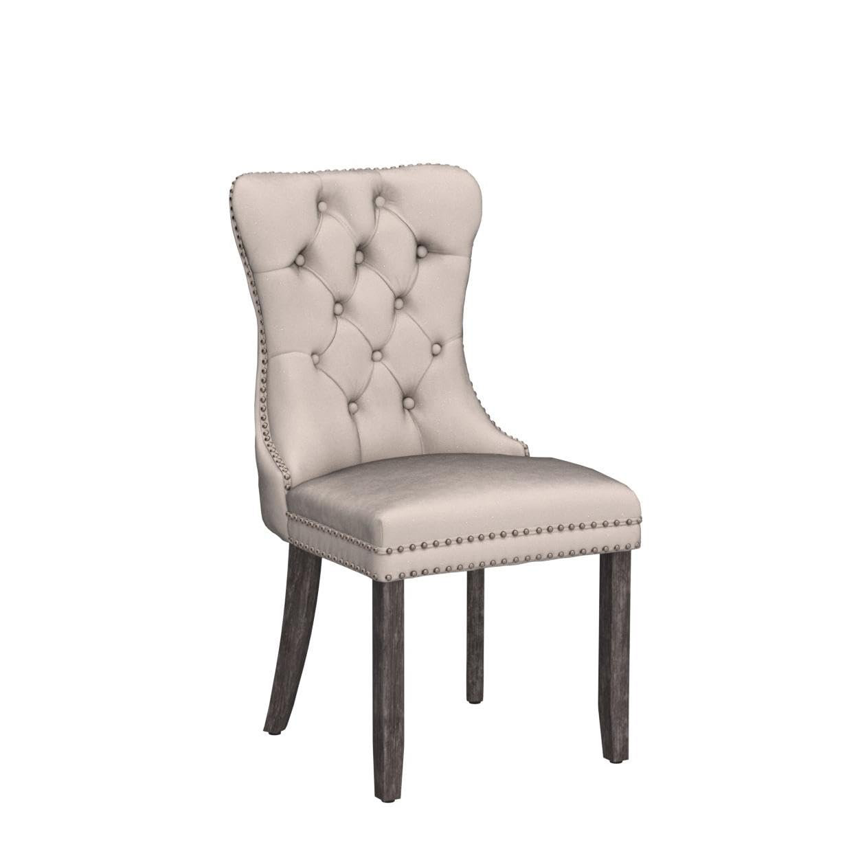 Red Barrel Studio® Tufted Dining Room Chairs with Nailhead Ring Pull ...