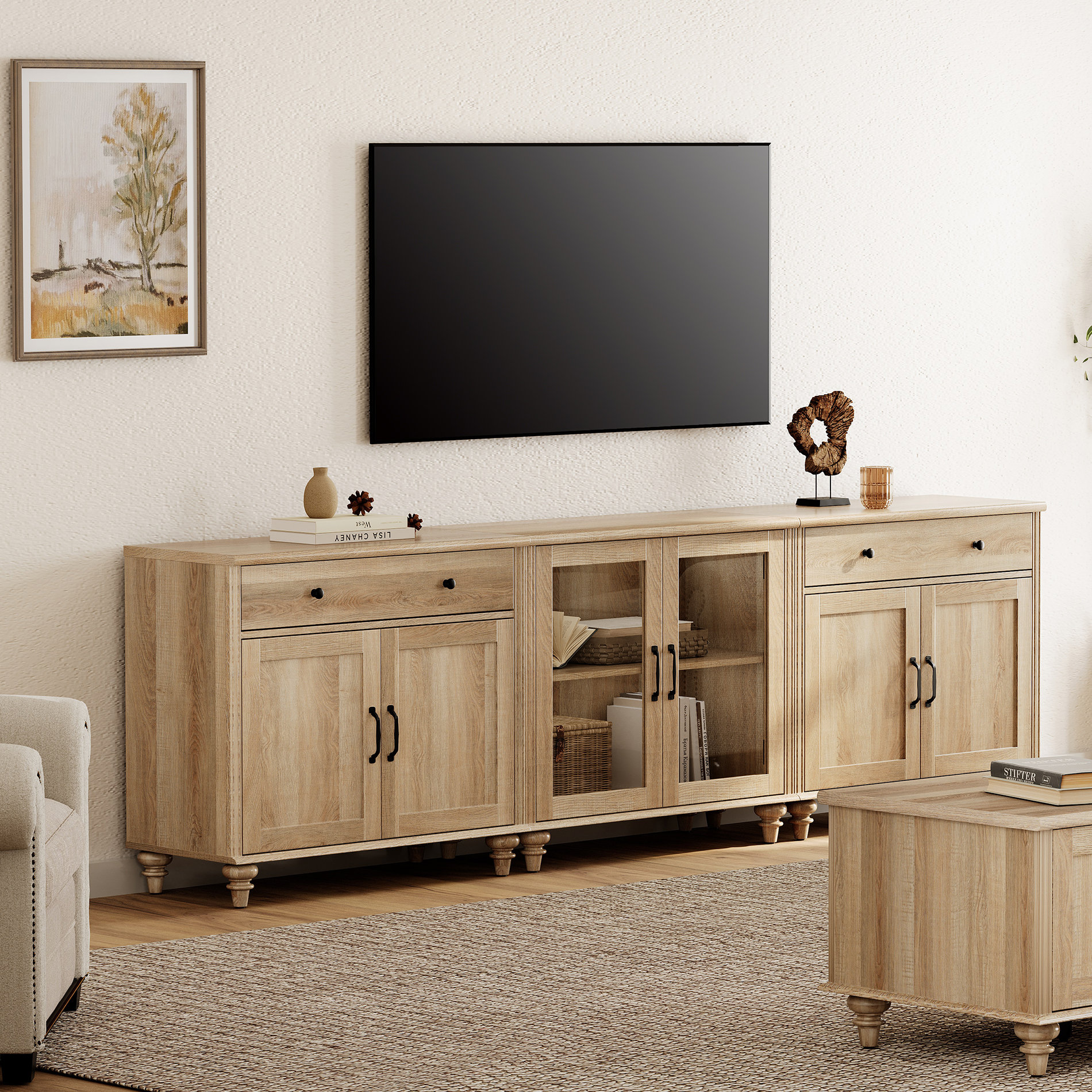 Ophelia & Co. TV Stand For 100 Inch TV, 3-In-1 TV Console Table For 75 ...