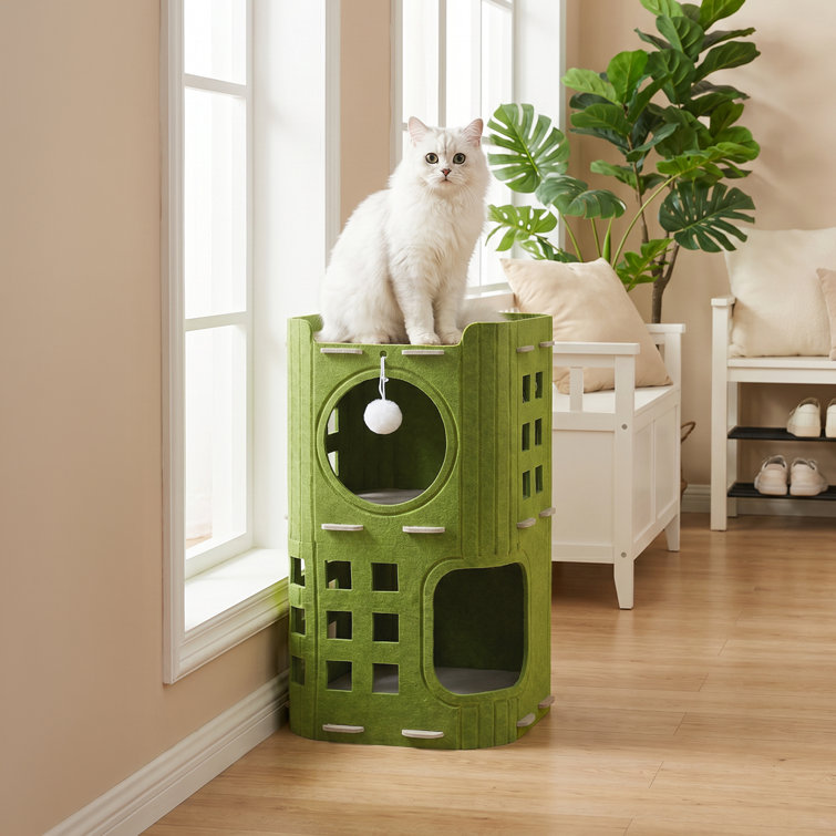 Happy Larry Tucker Murphy Pet 2-Tier Felt Cat Tree Condo with Multiple ...