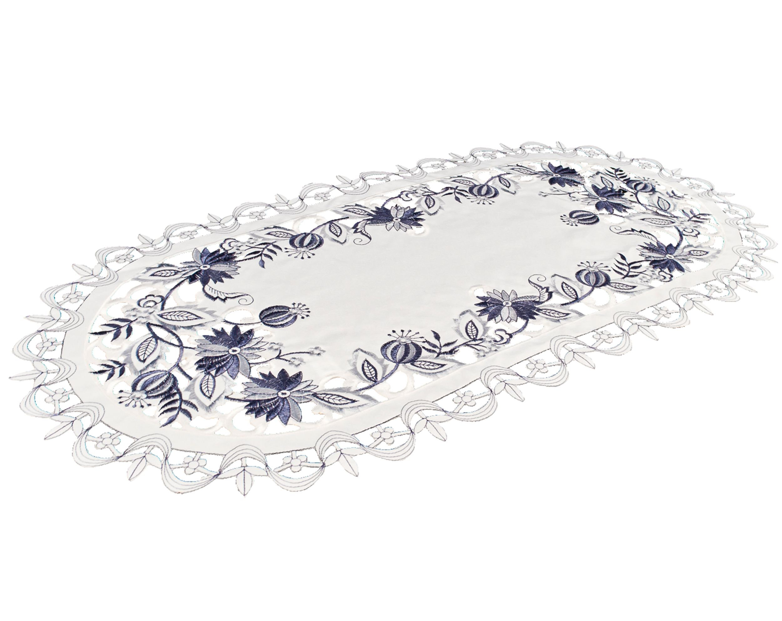 Ophelia & Co. Sherika Delft Blue Onion Flower on Ivory Table Runner - Wayfair Canada