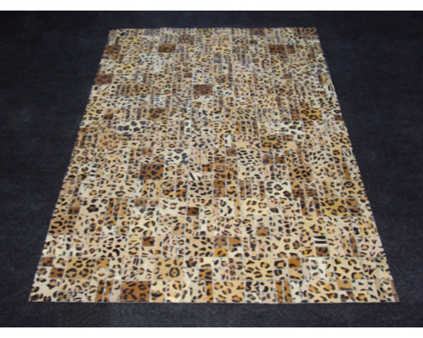 Modern Rugs Ayub Hand Tufted Leather Area Rug in Cheetah/White/Black ...