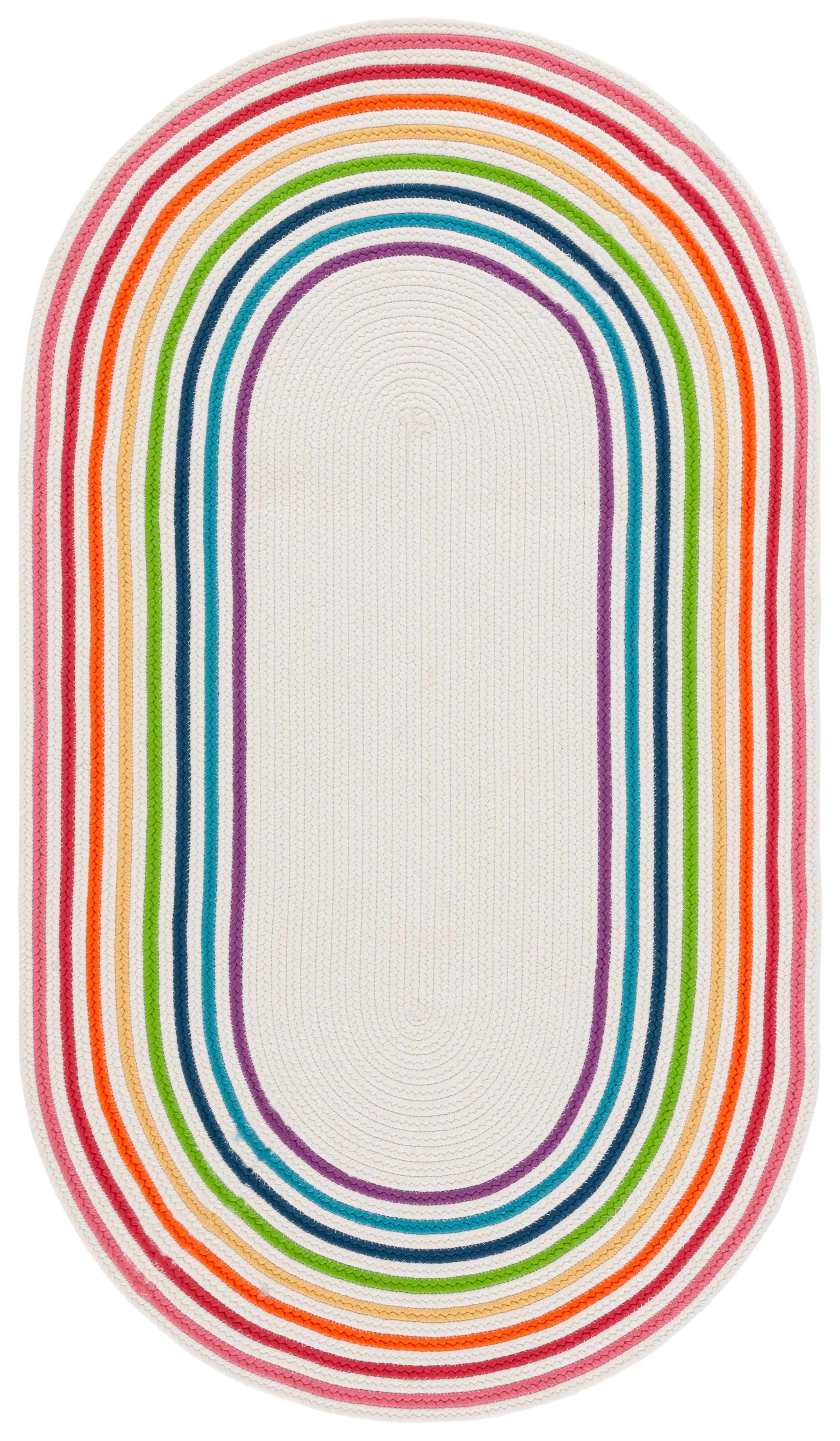 Dakota Fields Braided 326 Area Rug In Ivory / Rainbow | Wayfair